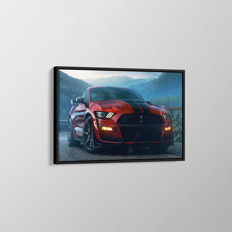 Ford Mustang Wall Art / Red Racing Car Poster / American Car Art / Ford ...
