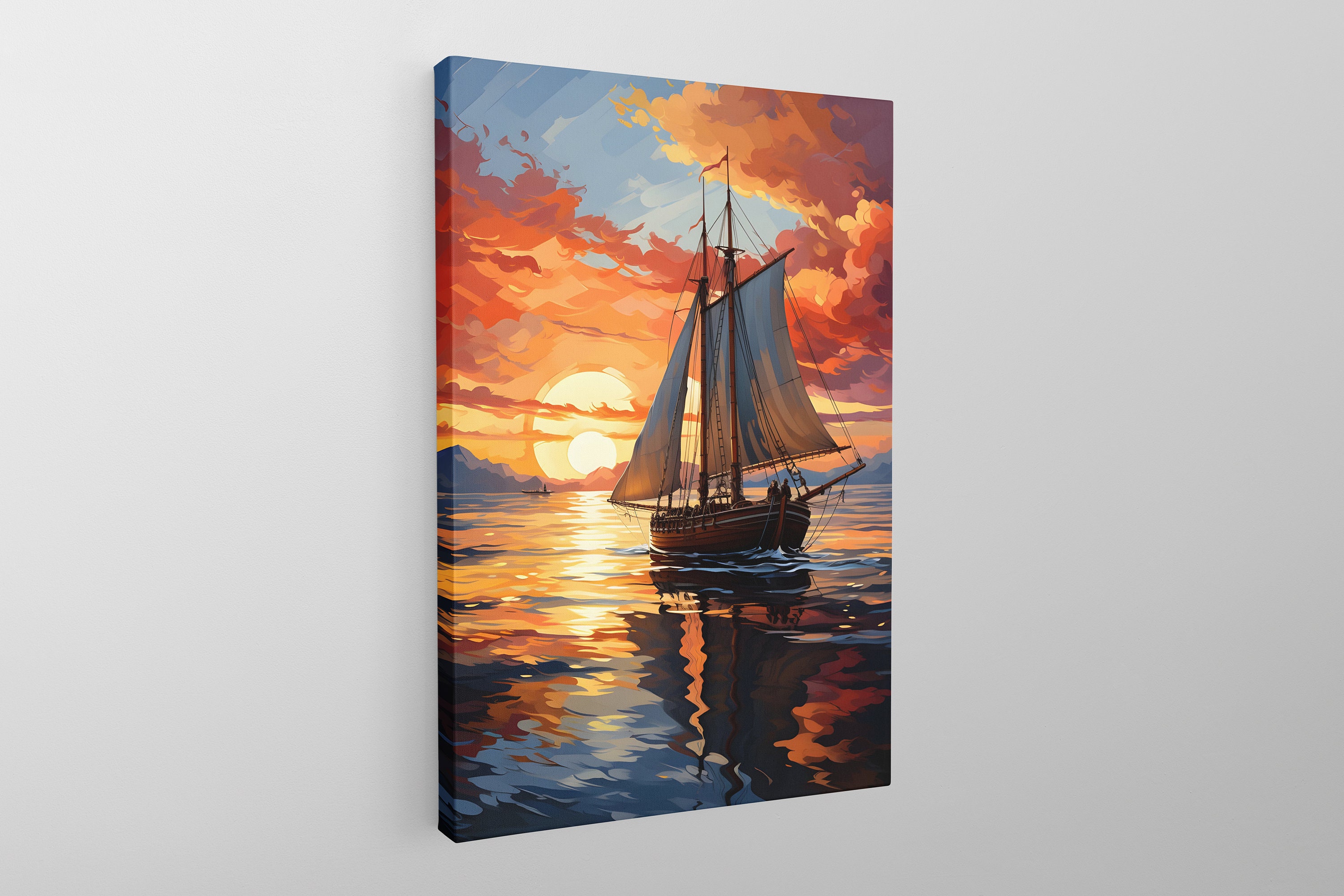 Sailboat Print / Sailing Poster / Minimalist Landscape Print / Boat at ...