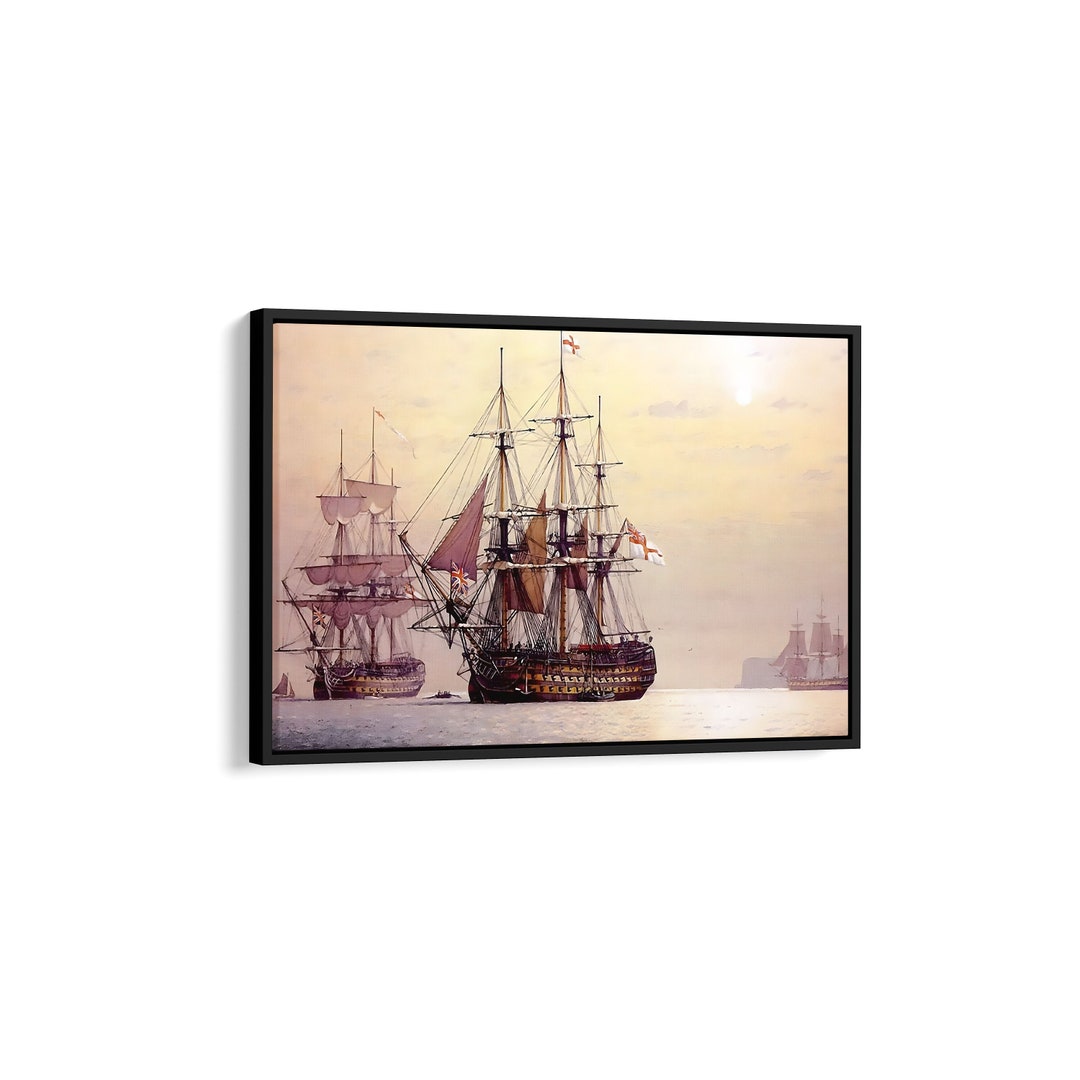 British Royal Navy Poster / Ship Canvas Painting / Rowing Boat Wall Art ...