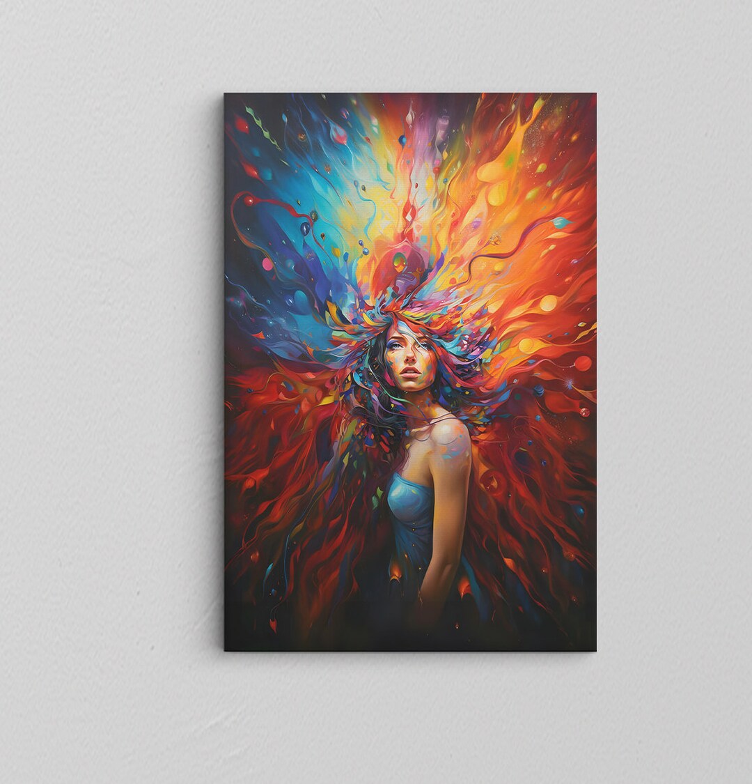 Colorful Woman Portrait Canvas / Woman Abstract Art / Woman Canvas Art ...