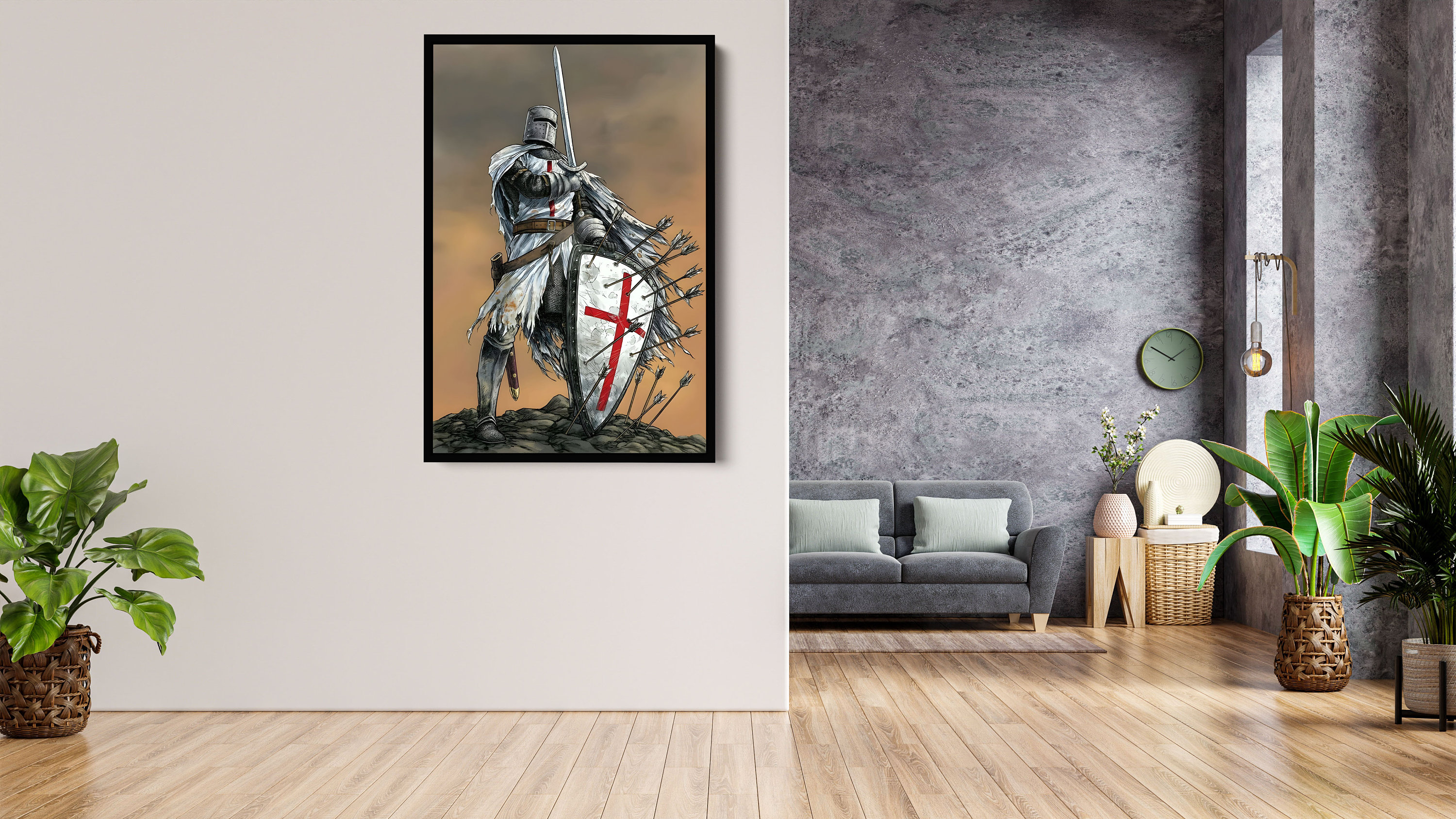 Medieval Knight Warrior Wall Art / Mythology Artwork / the Crusades Art ...
