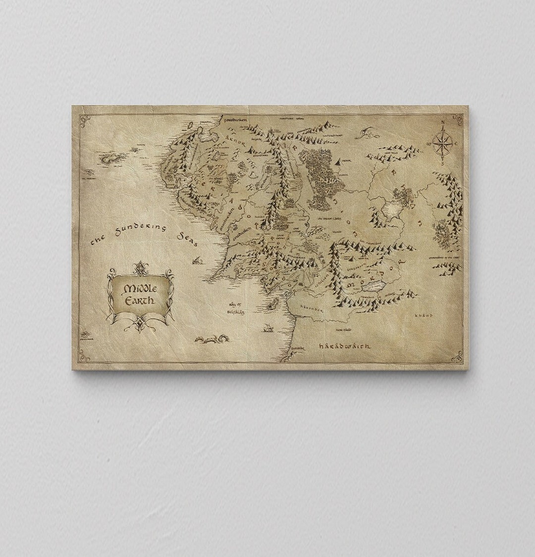 Middle Earth Map Canvas / LOTR Print Poster / Lord Of The Rİngs Canvas ...