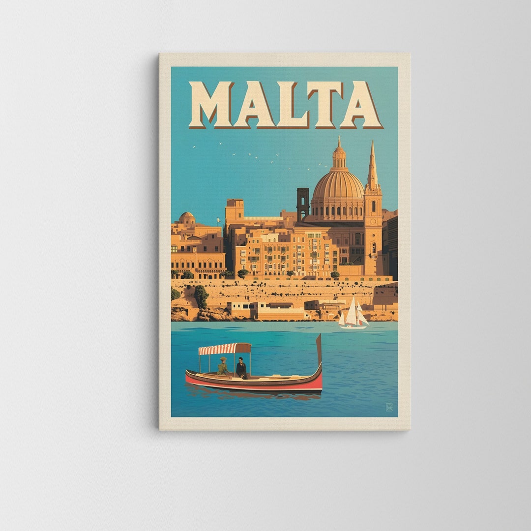 Vintage Malta Posters / Banksy Canvas / Travel Art / Retro Colors ...
