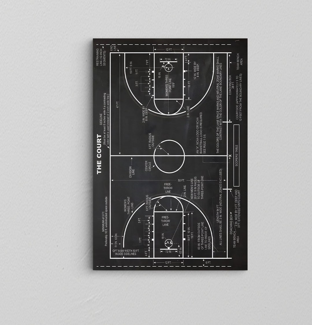 Basketball Court Wall Art / Basketball Gift / Home Decor / Ready to ...