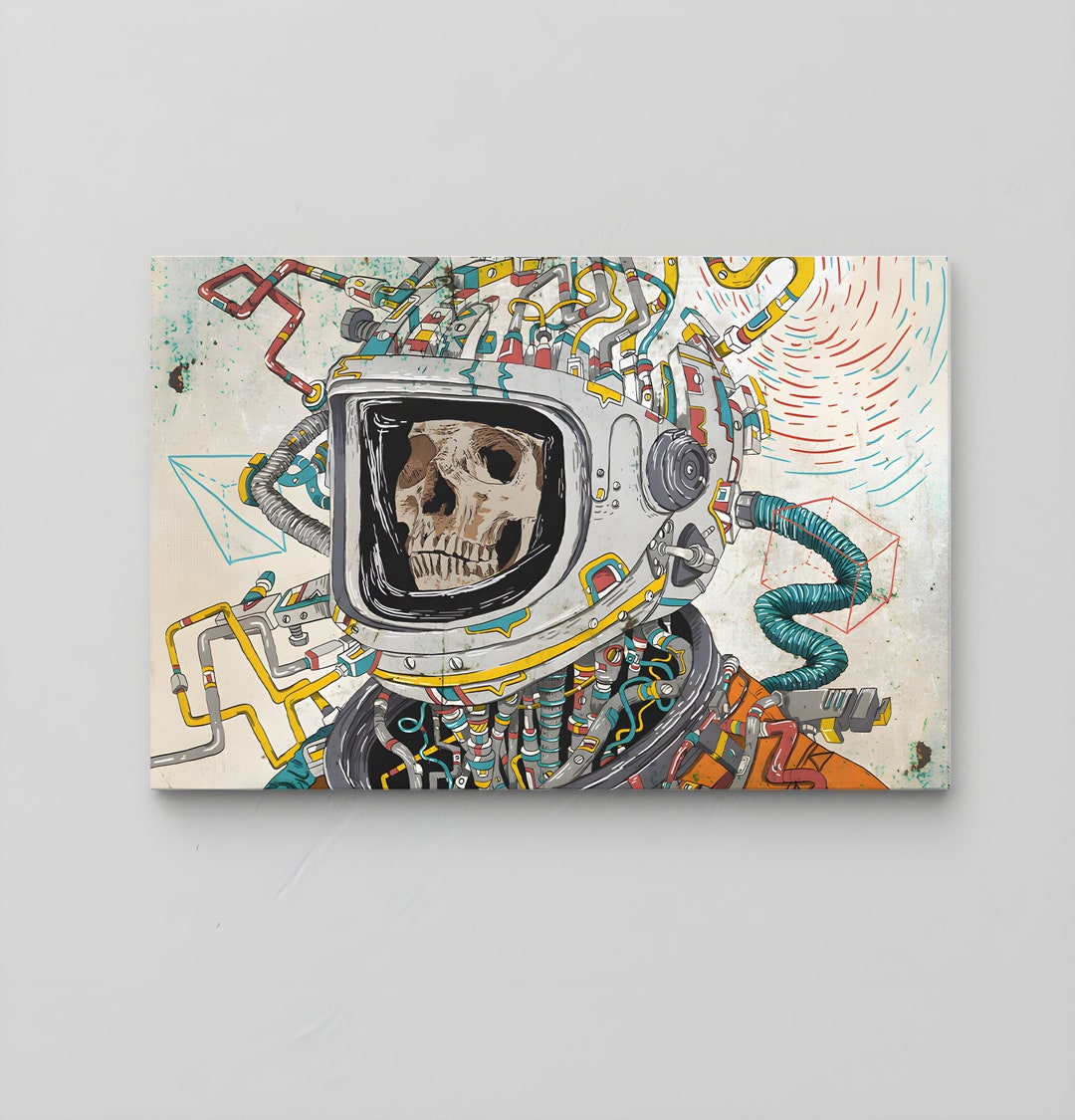 Astronaut Skull Art Canvas / Gothic Wall Art / Skull of a Skeleton ...