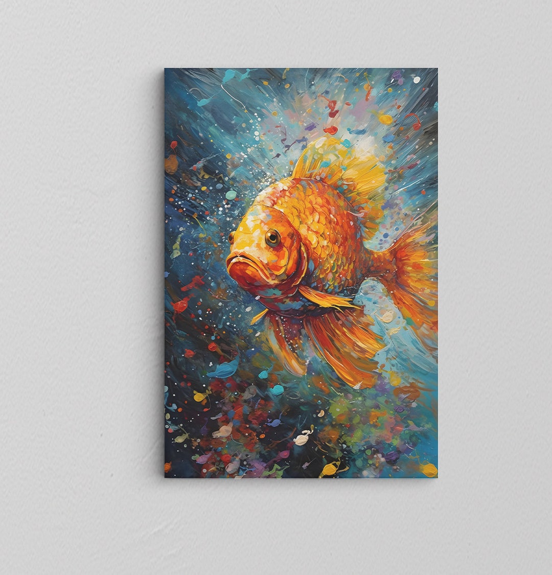Big Orange Fish Oil Painting on Canvas / Large Frame / Fish Canvas ...