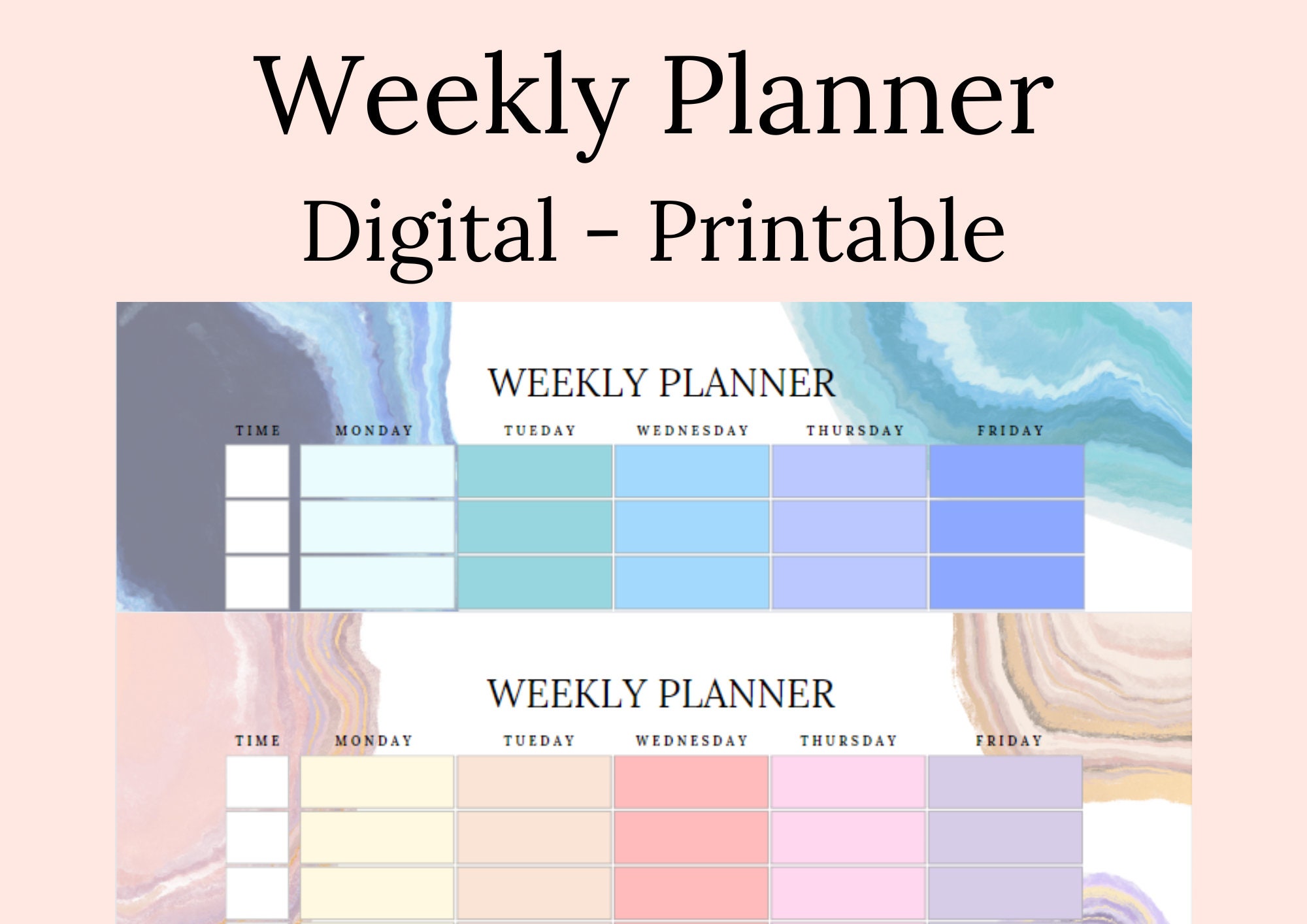 Weekly Planner Printable Landscape, Easy Download, Minimalist Weekly ...