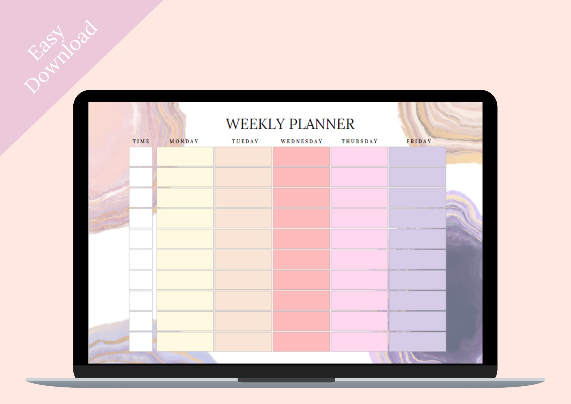 Weekly Planner Printable Landscape, Easy Download, Minimalist Weekly ...
