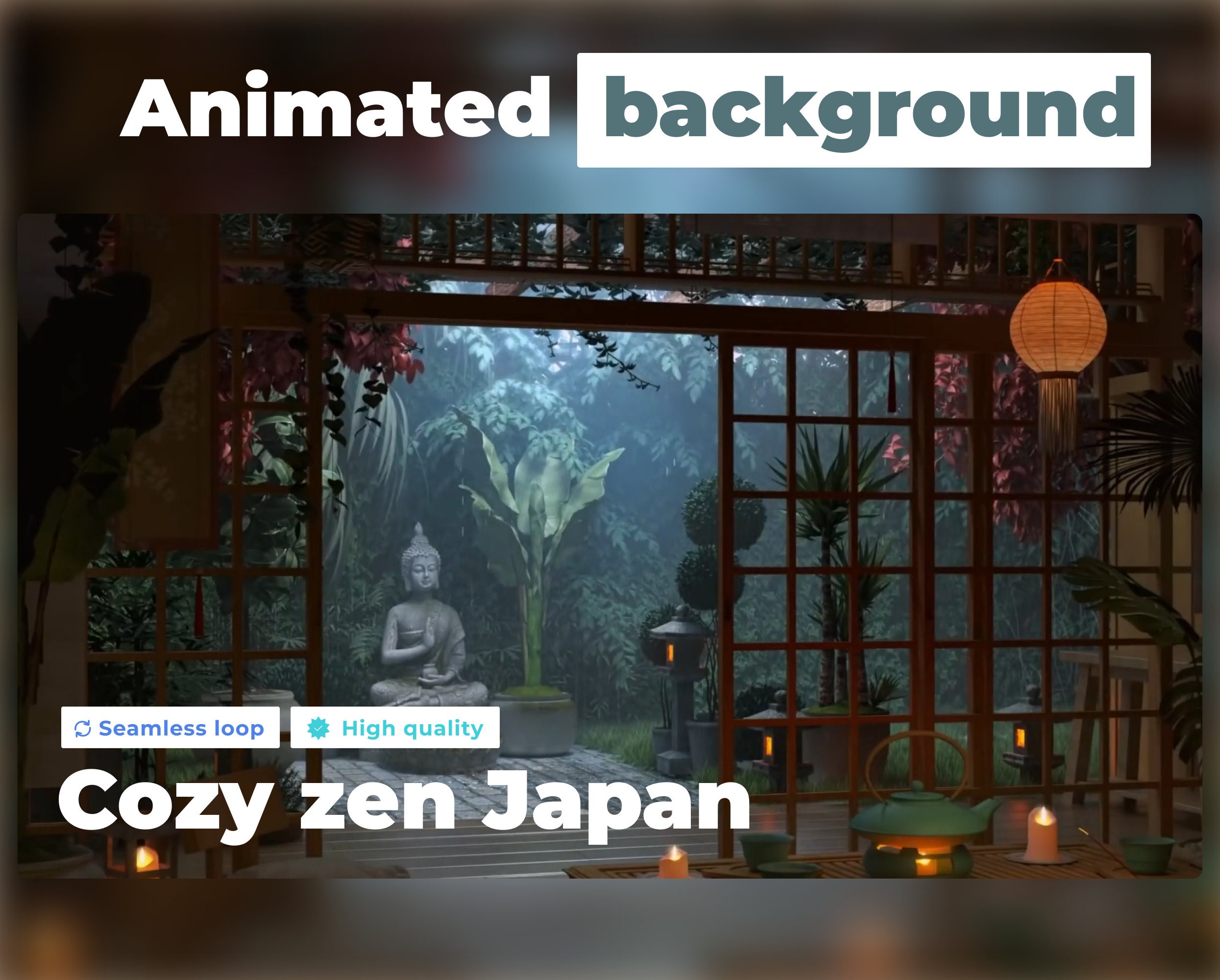 ANIMATED VIRTUAL BACKGROUND Cozy Zen Japan Cozy (Download Now) - Etsy