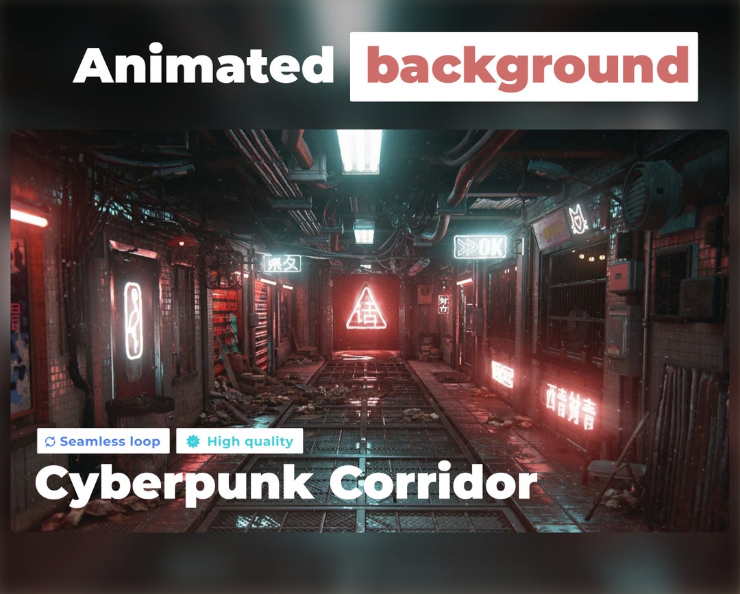 ANIMATED VIRTUAL BACKGROUND Cyberpunk Corridor Cozy Ambience Style ...