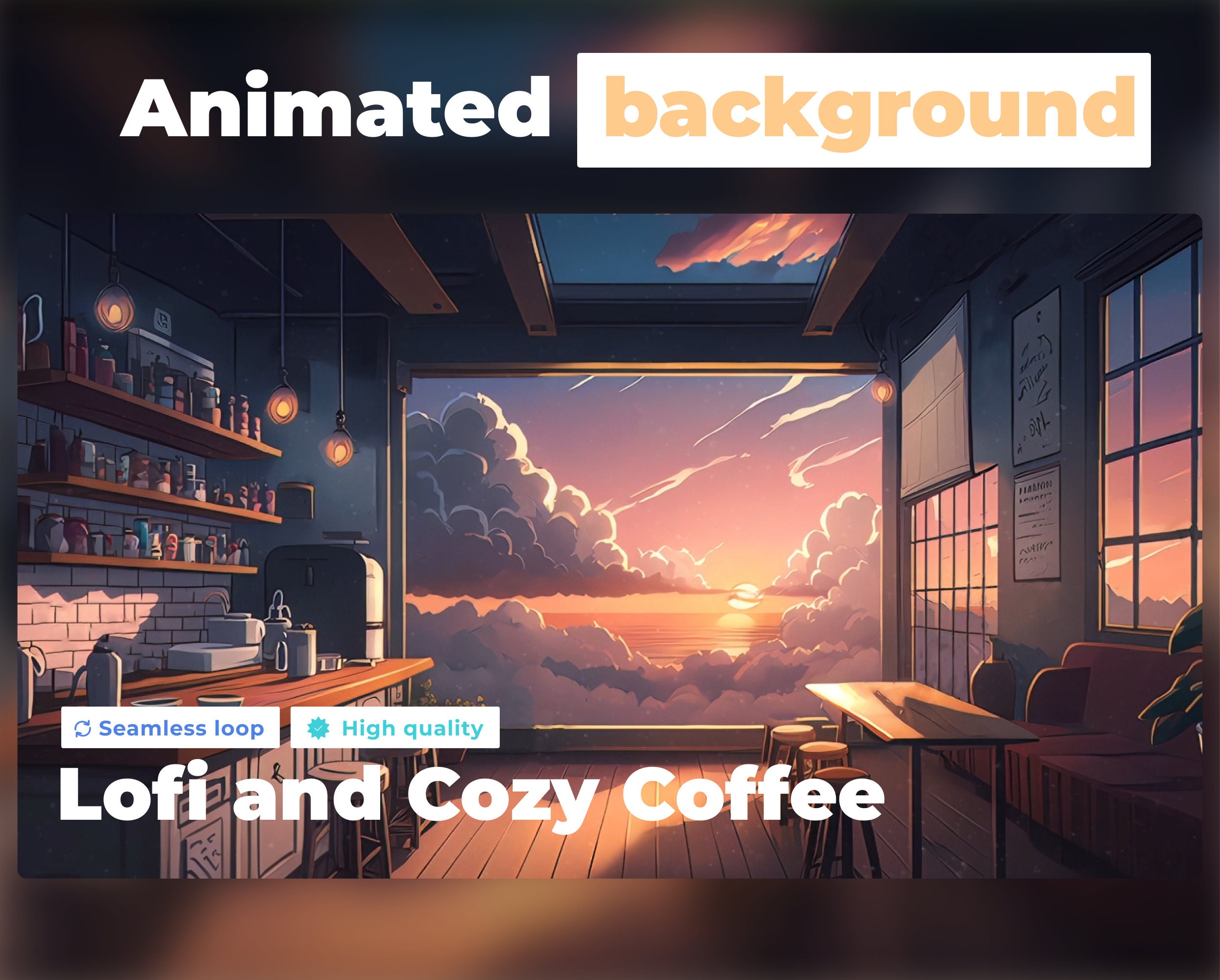 ANIMATED VIRTUAL BACKGROUND Lofi and Cozy Coffee Cozy Ambience Style ...