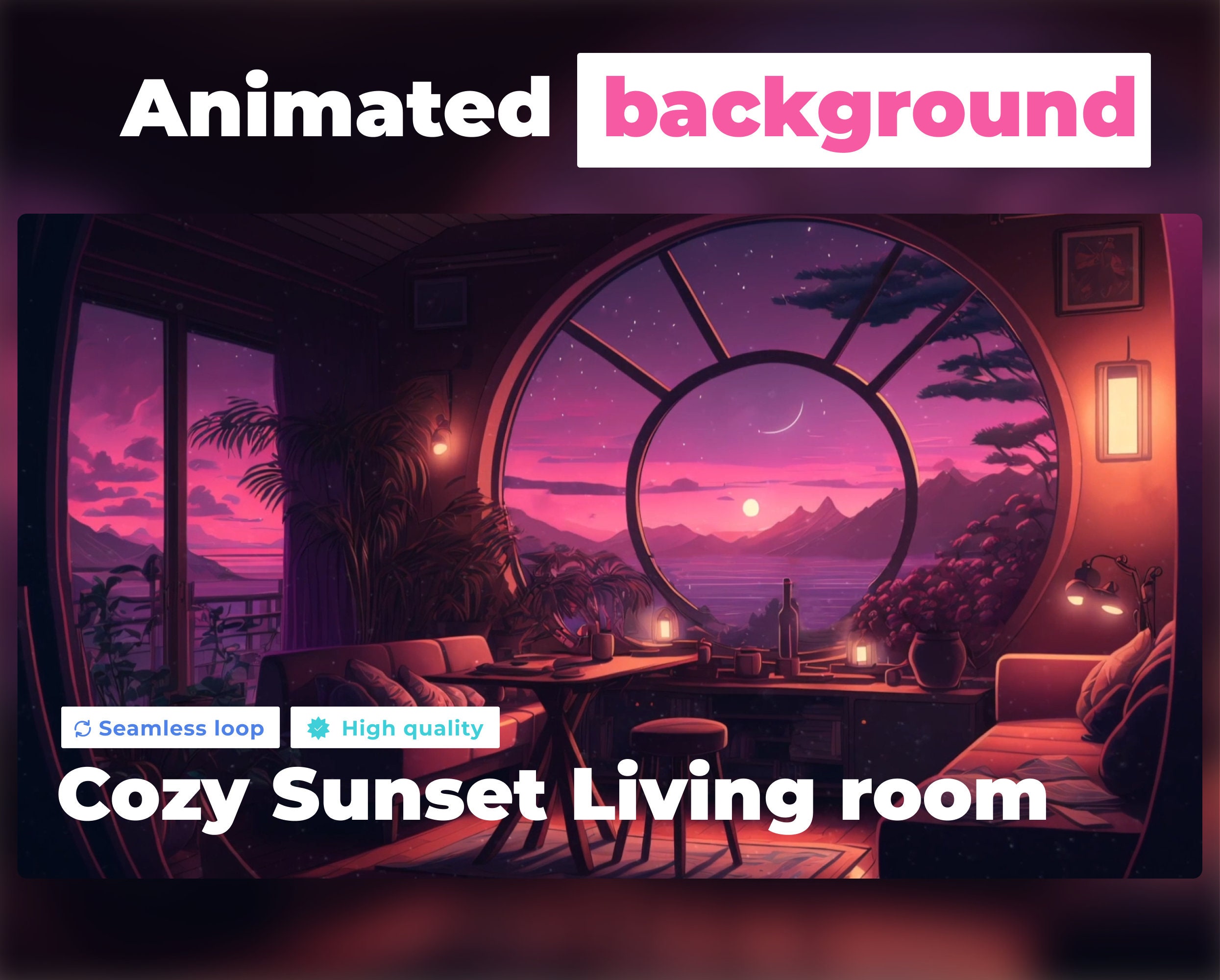 ANIMATED VIRTUAL BACKGROUND Cozy Sunset Living Room Cozy Ambience Style ...
