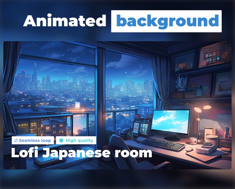 ANIMATED VIRTUAL BACKGROUND Lofi Japanese Room Cozy Ambience Style ...