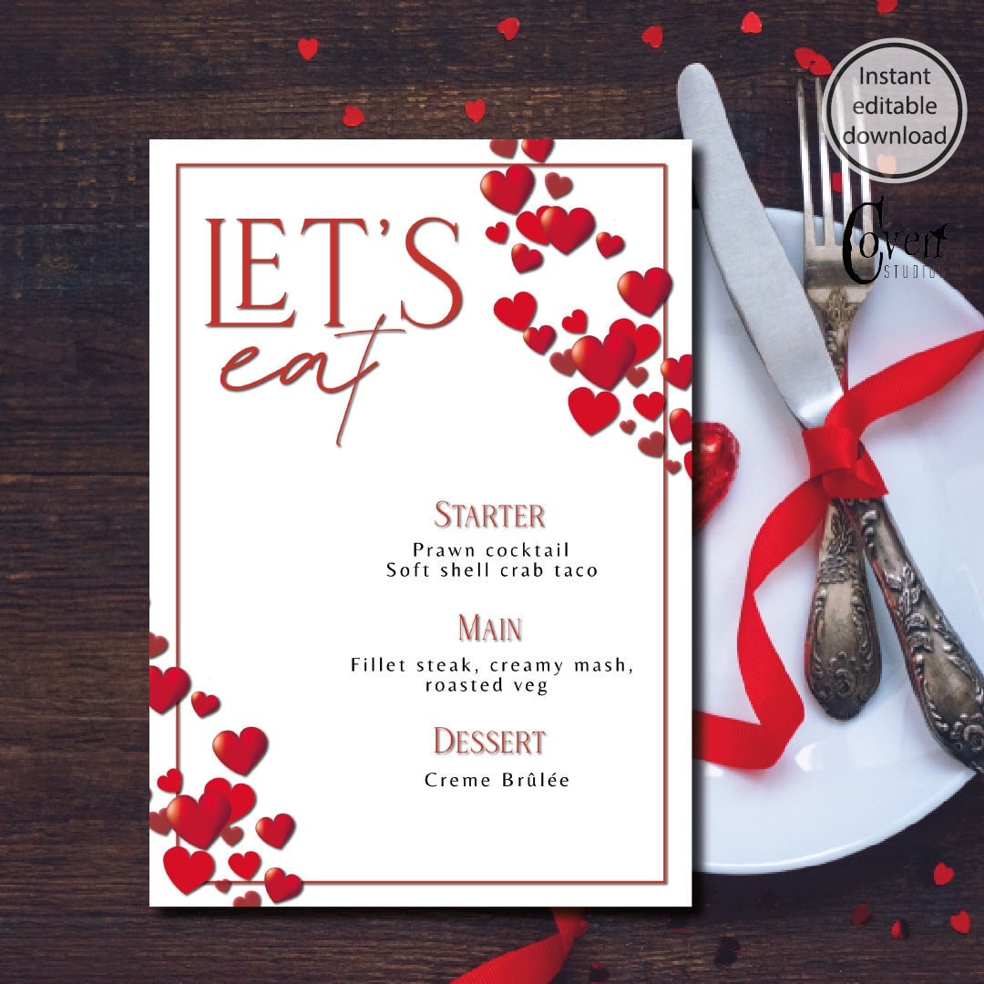 Lets Eat Dinner Menu Card. Date Night Menu. Meal for 2 Menu. - Etsy