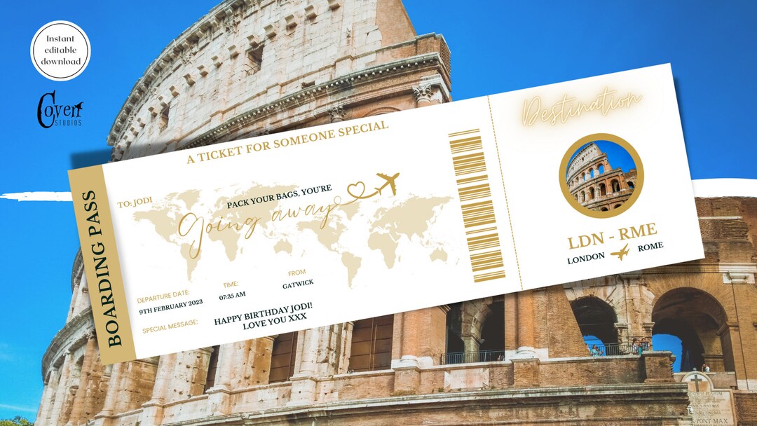 Editable Boarding Pass Surprise, Fake Plane Ticket Gift, Printable ...