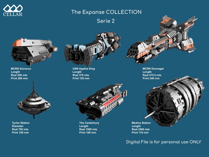 The Expanse Starships Collection 2 - 6 Ships - Set B2 3D Model Replica ...