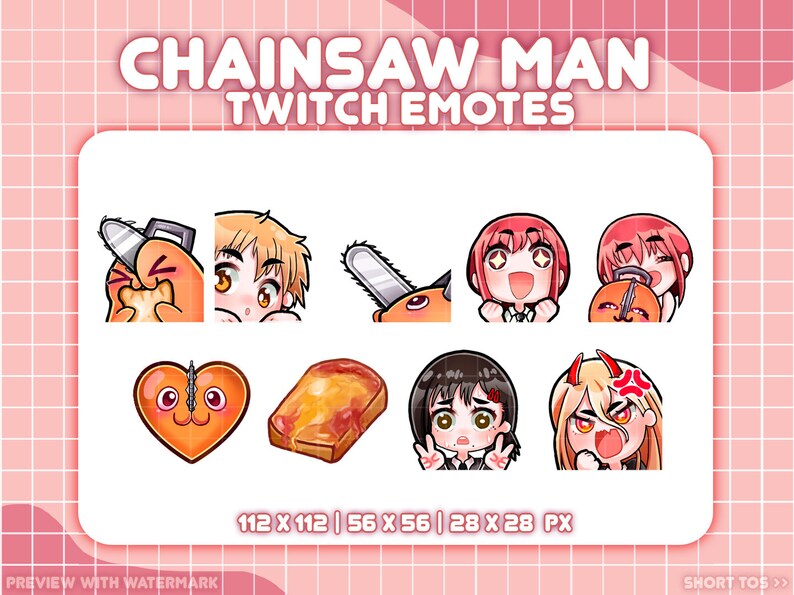 Chainsaw Man Twitch Emotes Channel Points Streamer Emote - Etsy