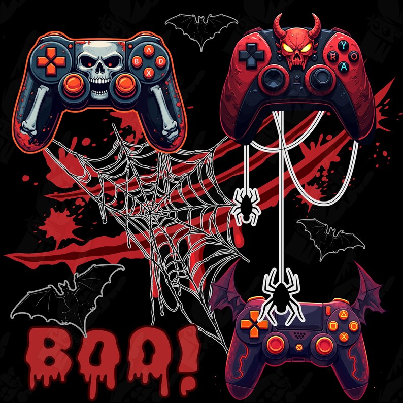 Spooky Halloween Gamer Controller Art: Trending PNG Download - Etsy
