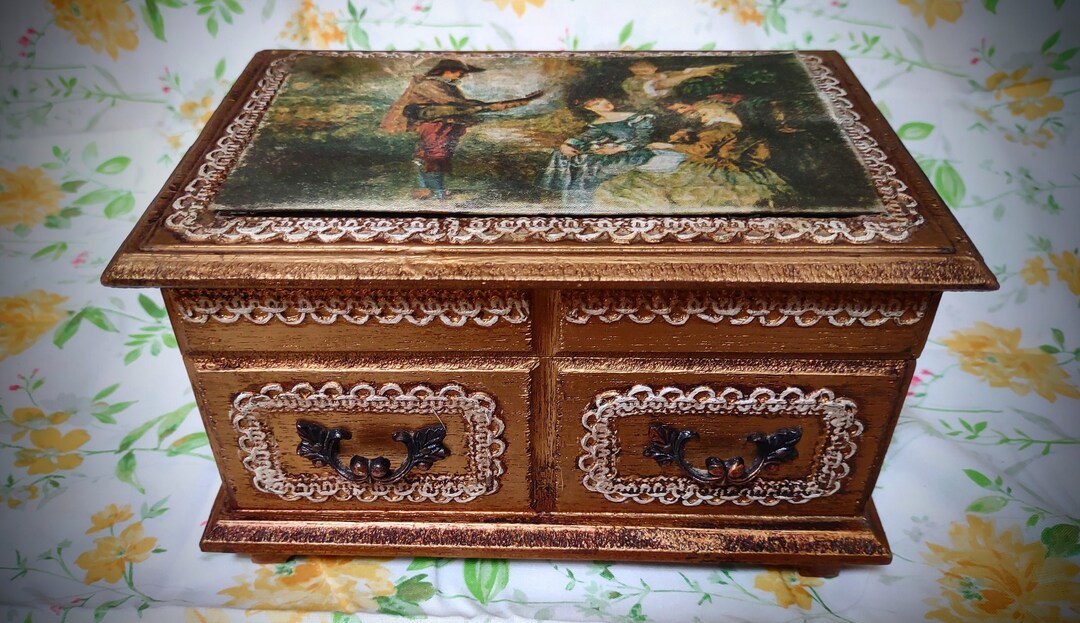 Vintage Florentine Gilded Jewelry Music Box - Etsy