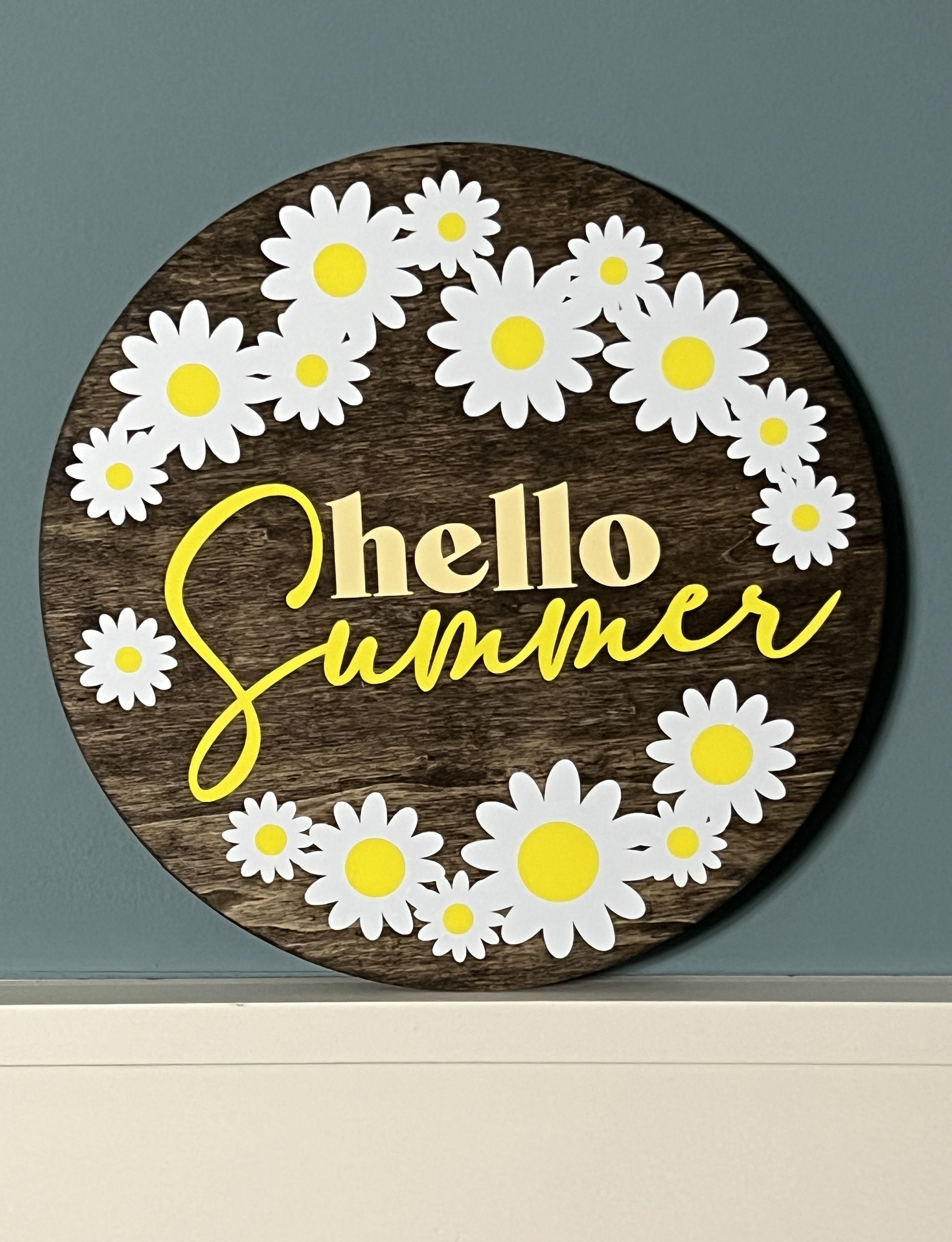 Hello Summer Door Sign, Summer Home Decor, Plate Stand, Door Hanger ...