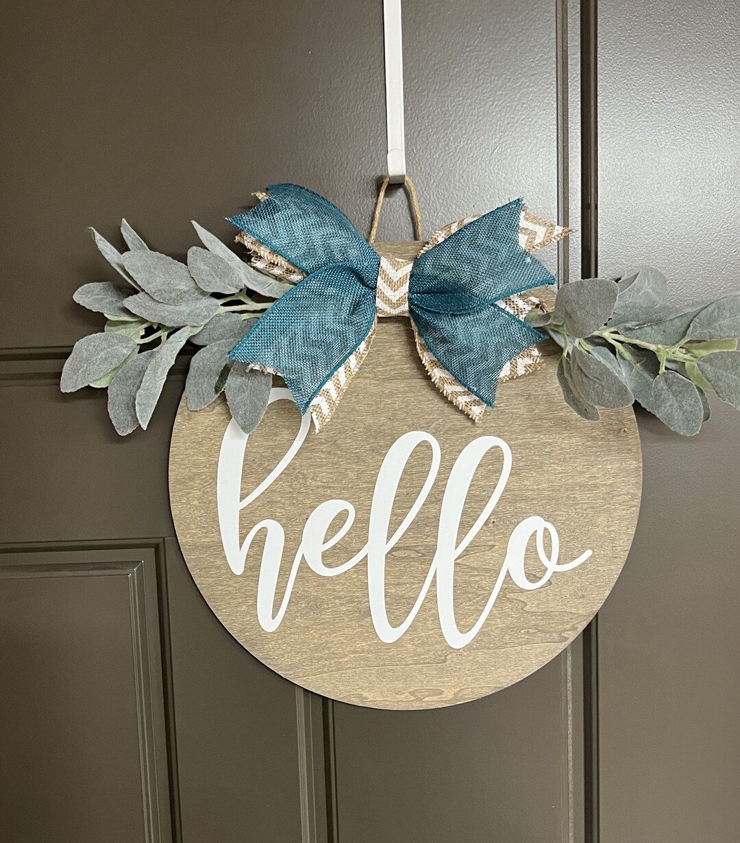 Hello Door Hanger - Indoor, Outdoor, Brown, Home Decor, Gift, New House ...