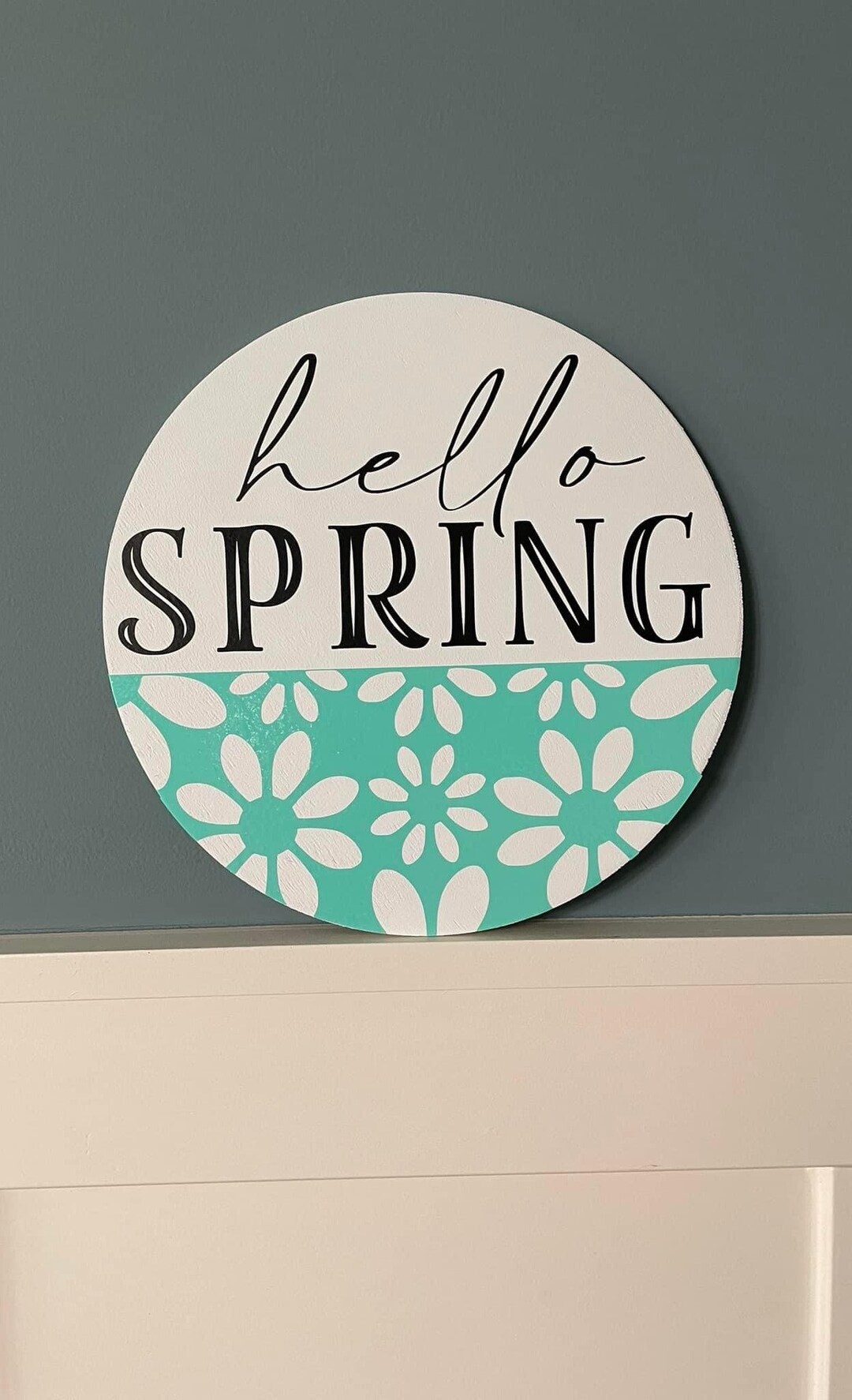 Hello Spring Door Sign, Spring Home Decor, Plate Stand, Door Hanger ...