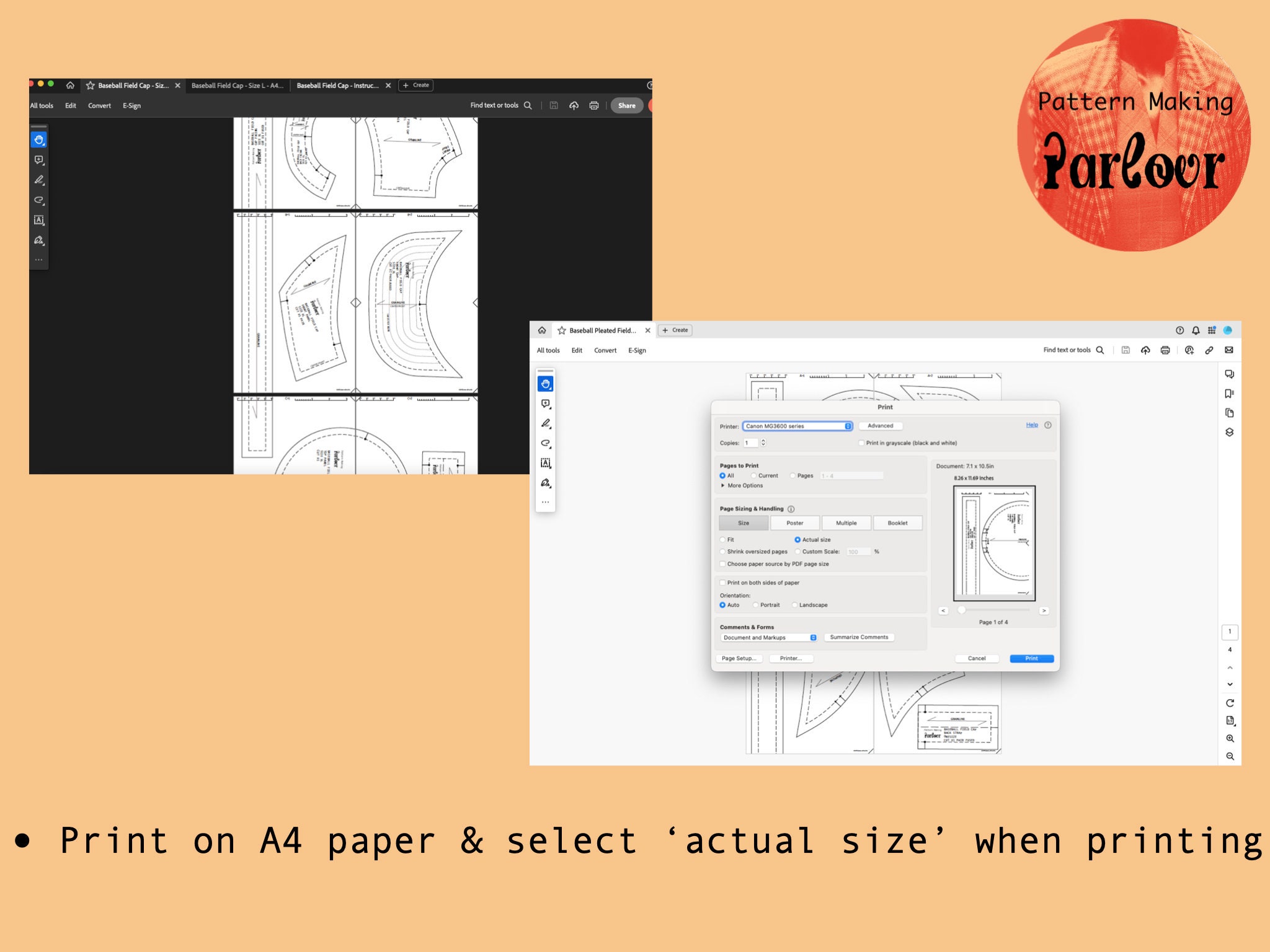 Baseball Field Cap PDF Sewing Pattern | Instant Digital Download | Easy ...