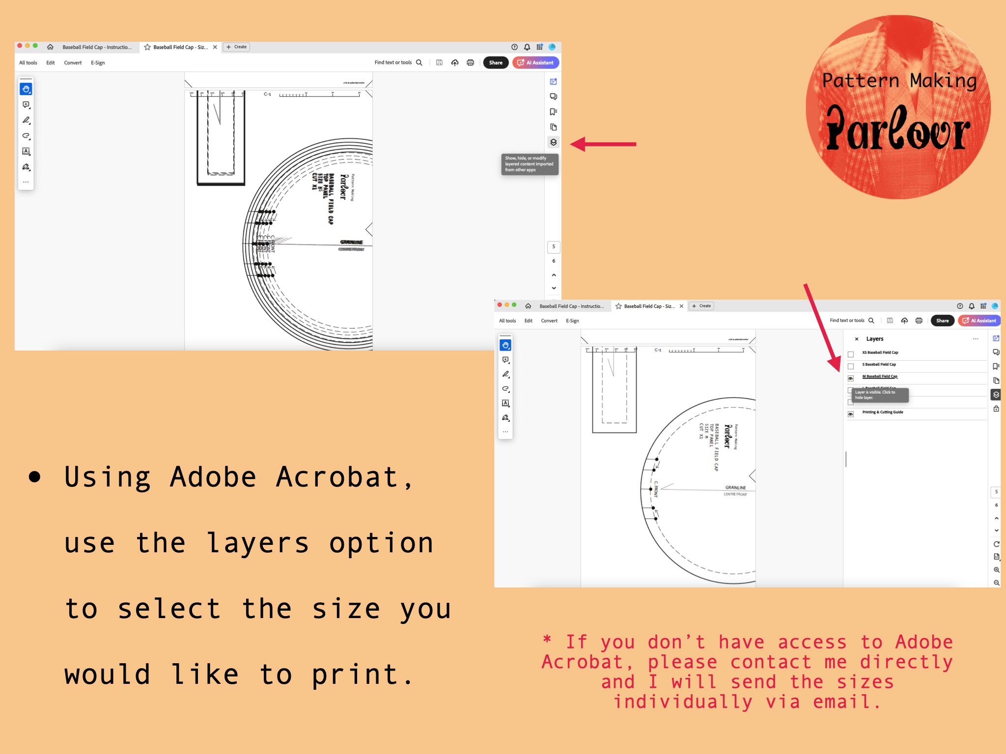 Baseball Field Cap PDF Sewing Pattern | Instant Digital Download | Easy ...