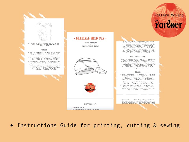 Baseball Field Cap PDF Sewing Pattern | Instant Digital Download | Easy ...