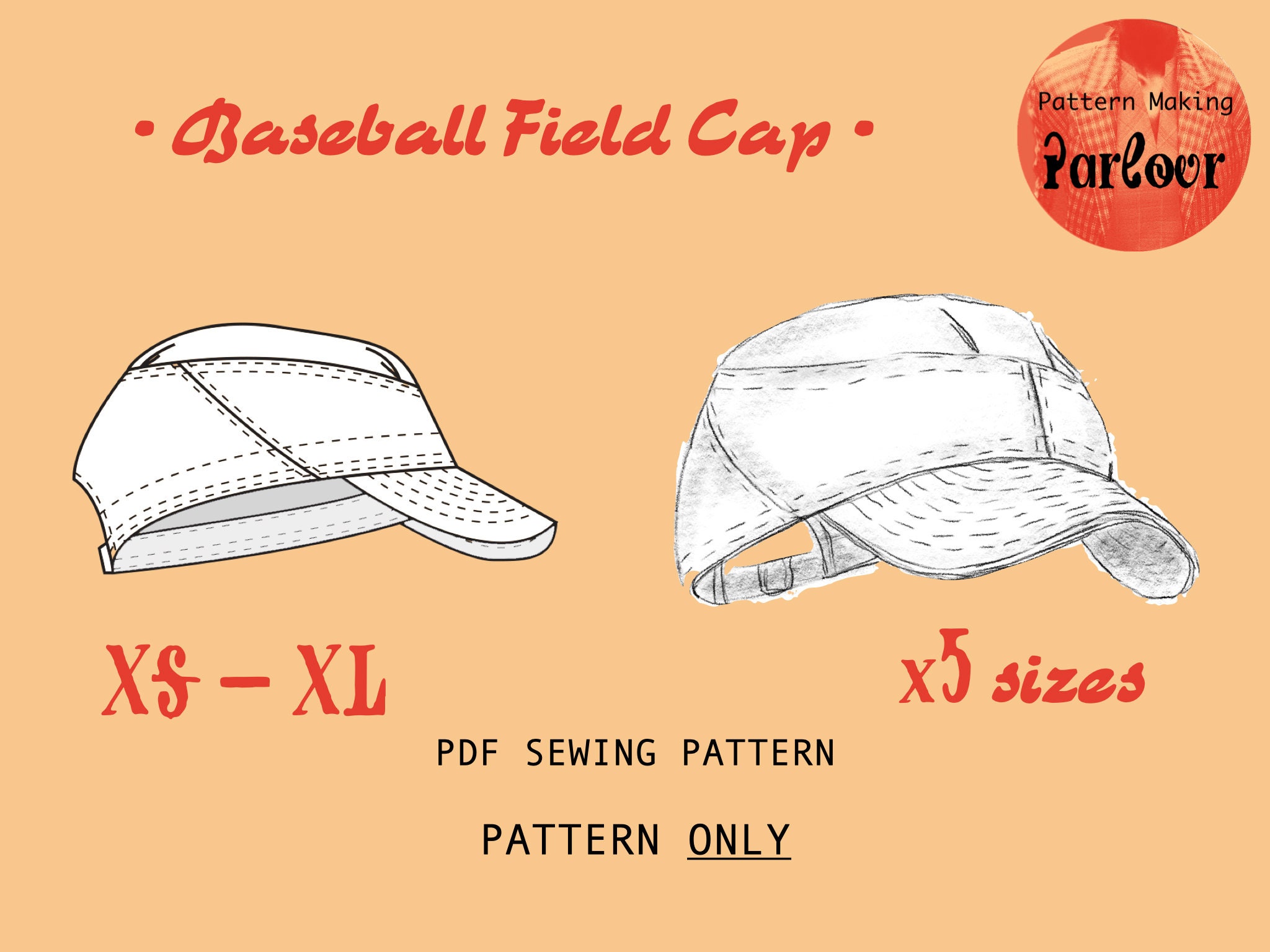 Baseball Field Cap PDF Sewing Pattern | Instant Digital Download | Easy ...