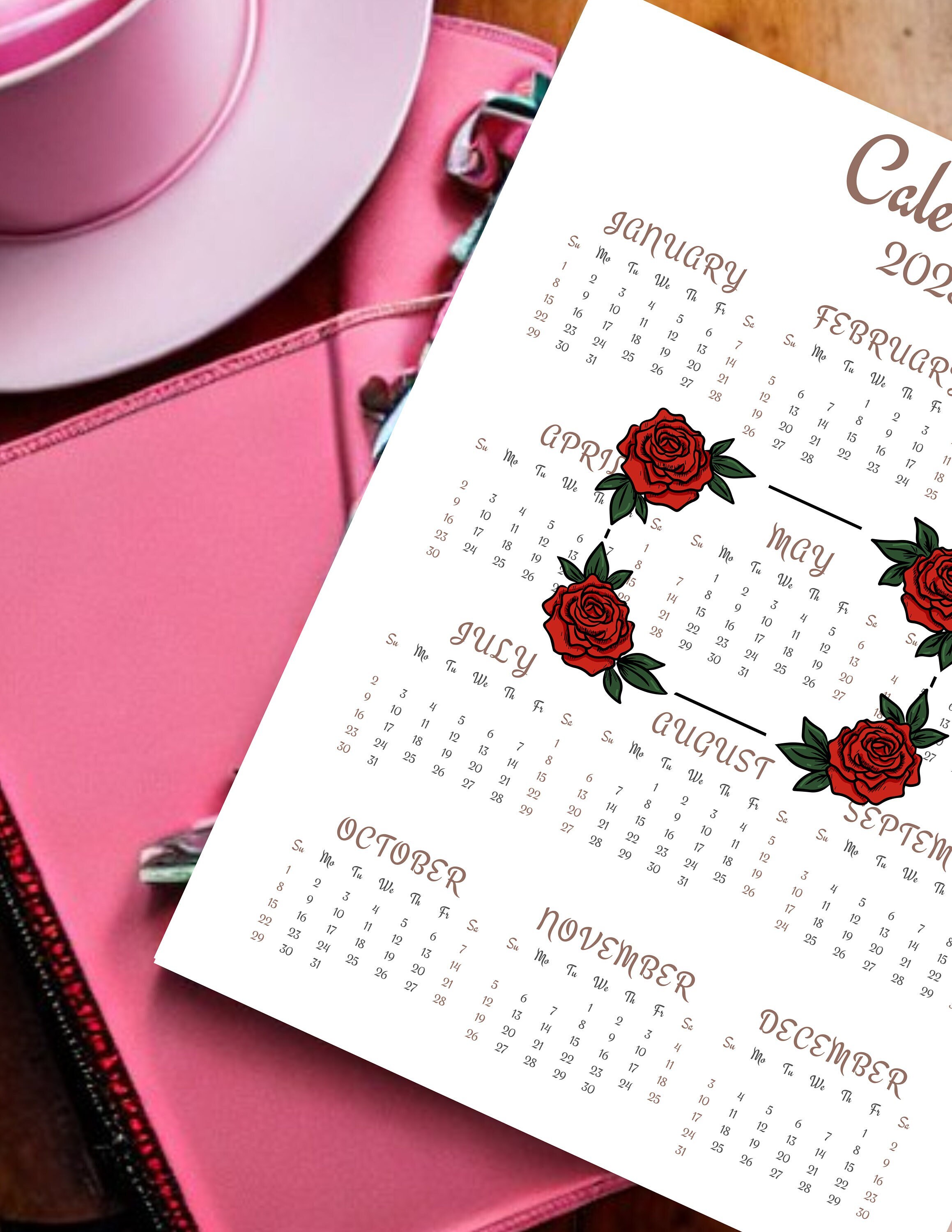 Rose Themed Printable Planner, Calendar, and Organizer - Etsy
