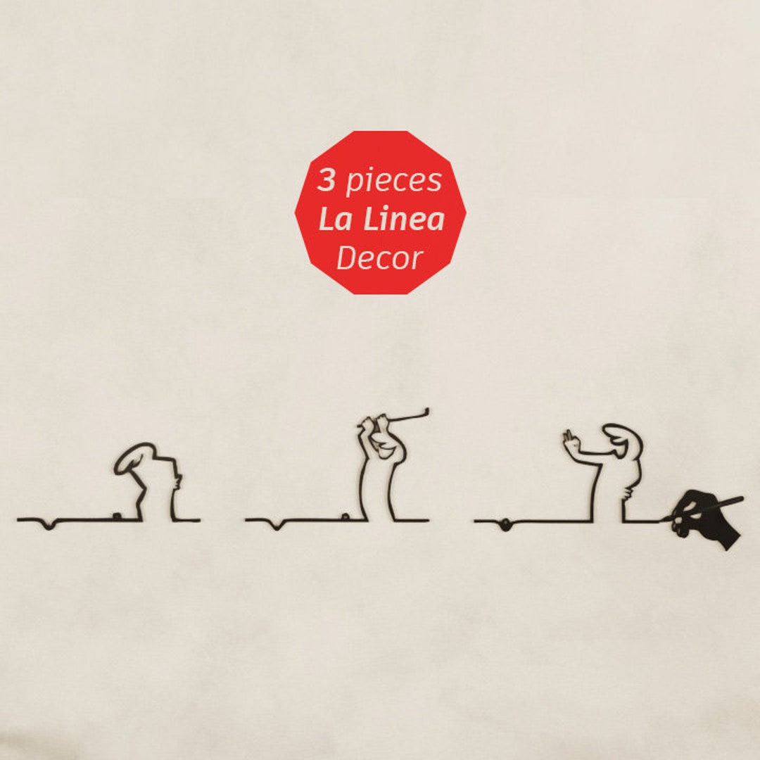 La Linea 3 Pieces Wall Decor ''golf'' - La Linea Inspired Art - Cartoon ...