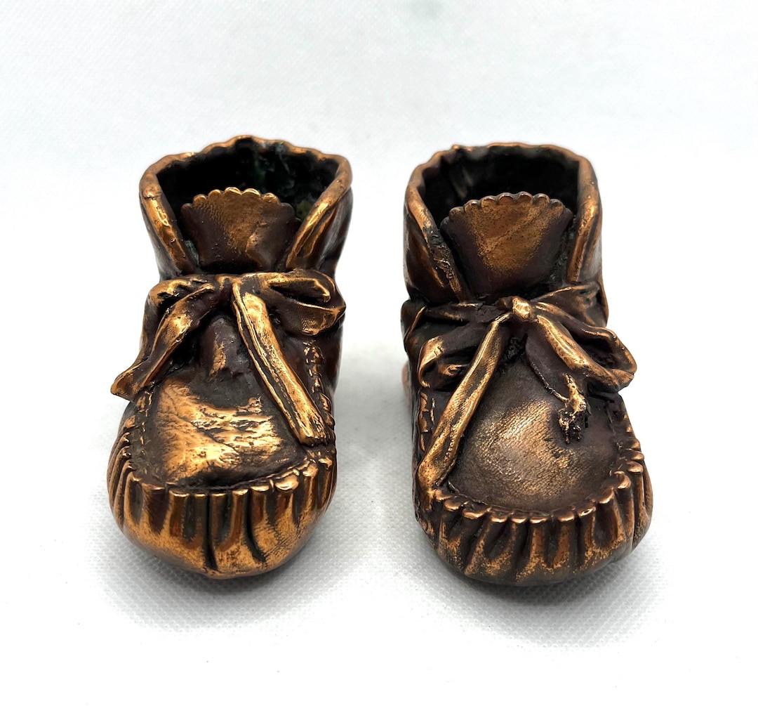 Vintage Matching Pair Copper Bronze Baby Shoes Booties Nursery Decor ...