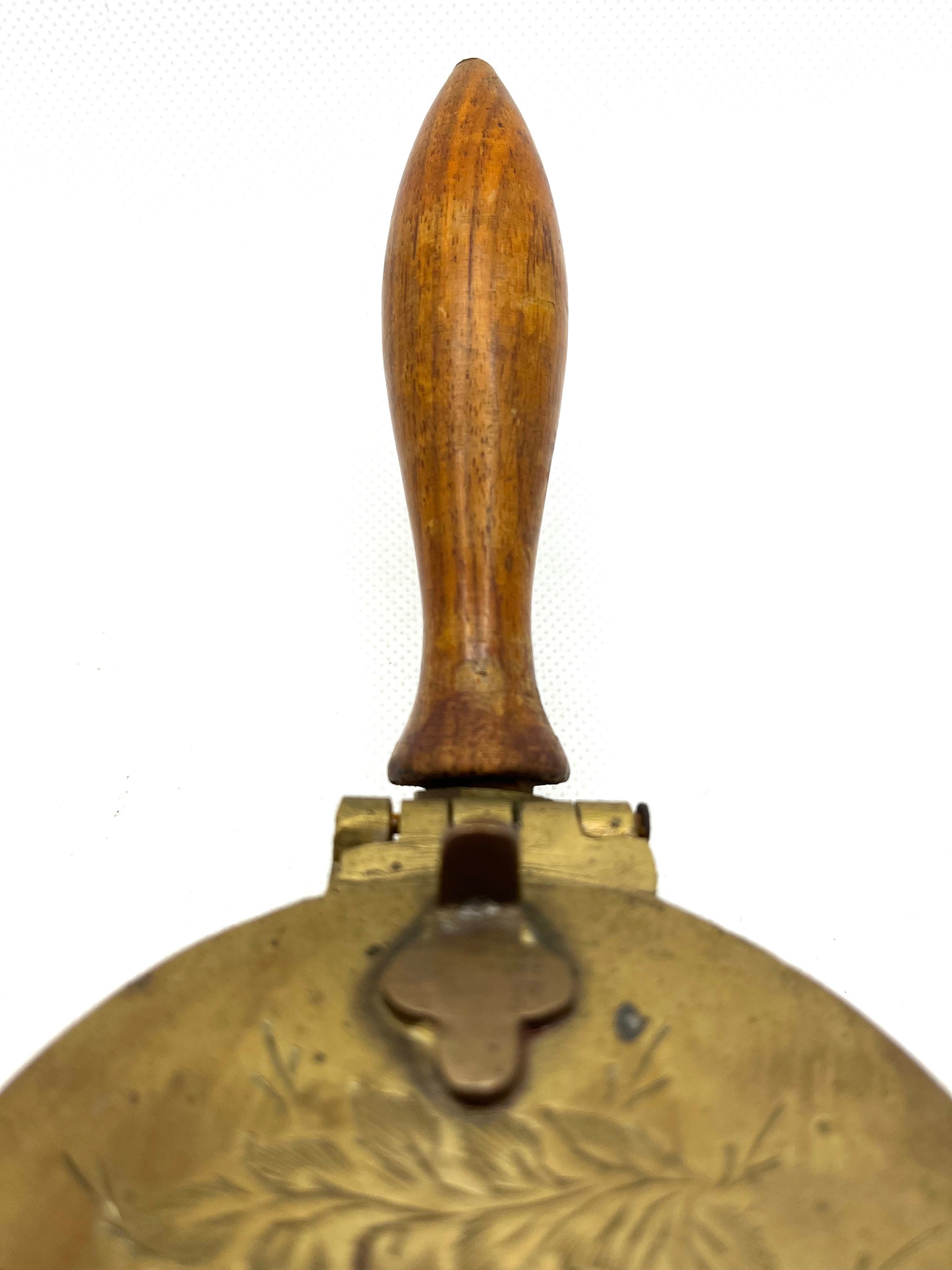 Vintage Etched Brass Silent Butler Mid Century Crumb Catcher Wood ...