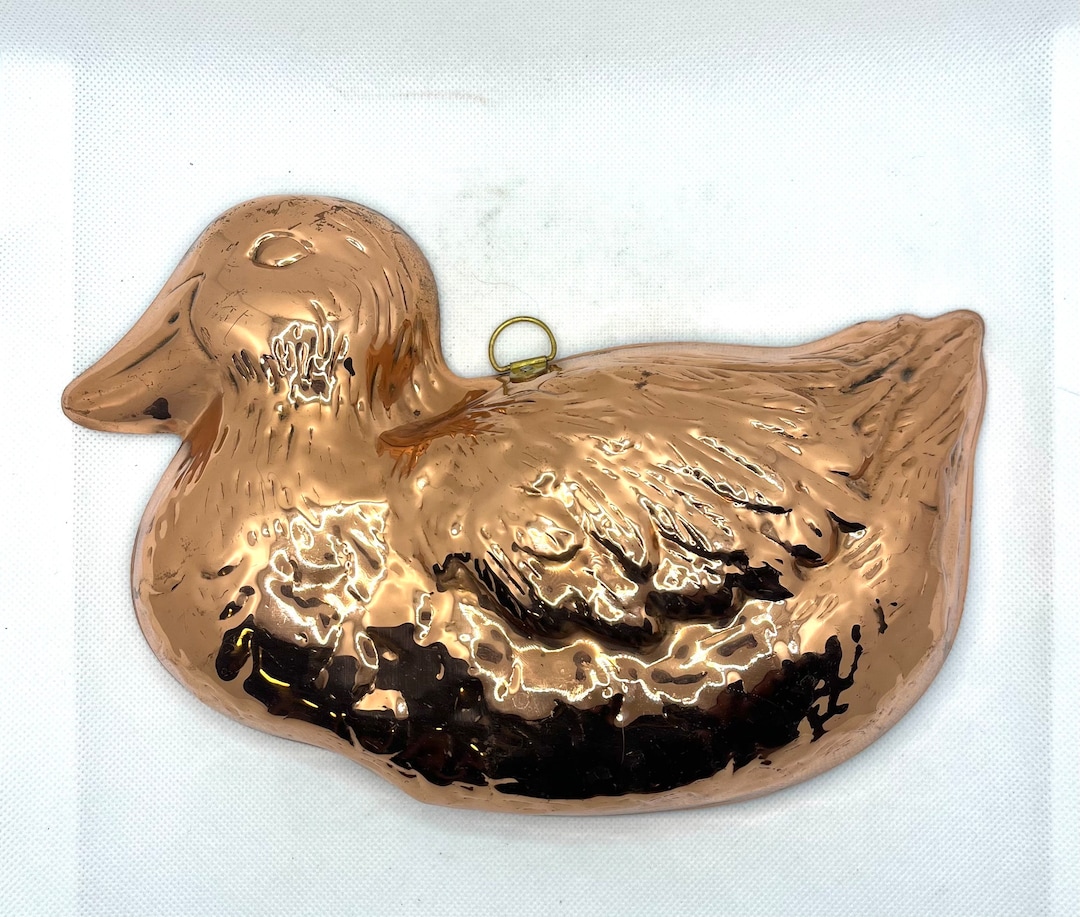 Vintage Copper Tin Lined Gelatin Duck Mold Wall Hanging Kitchen Decor ...