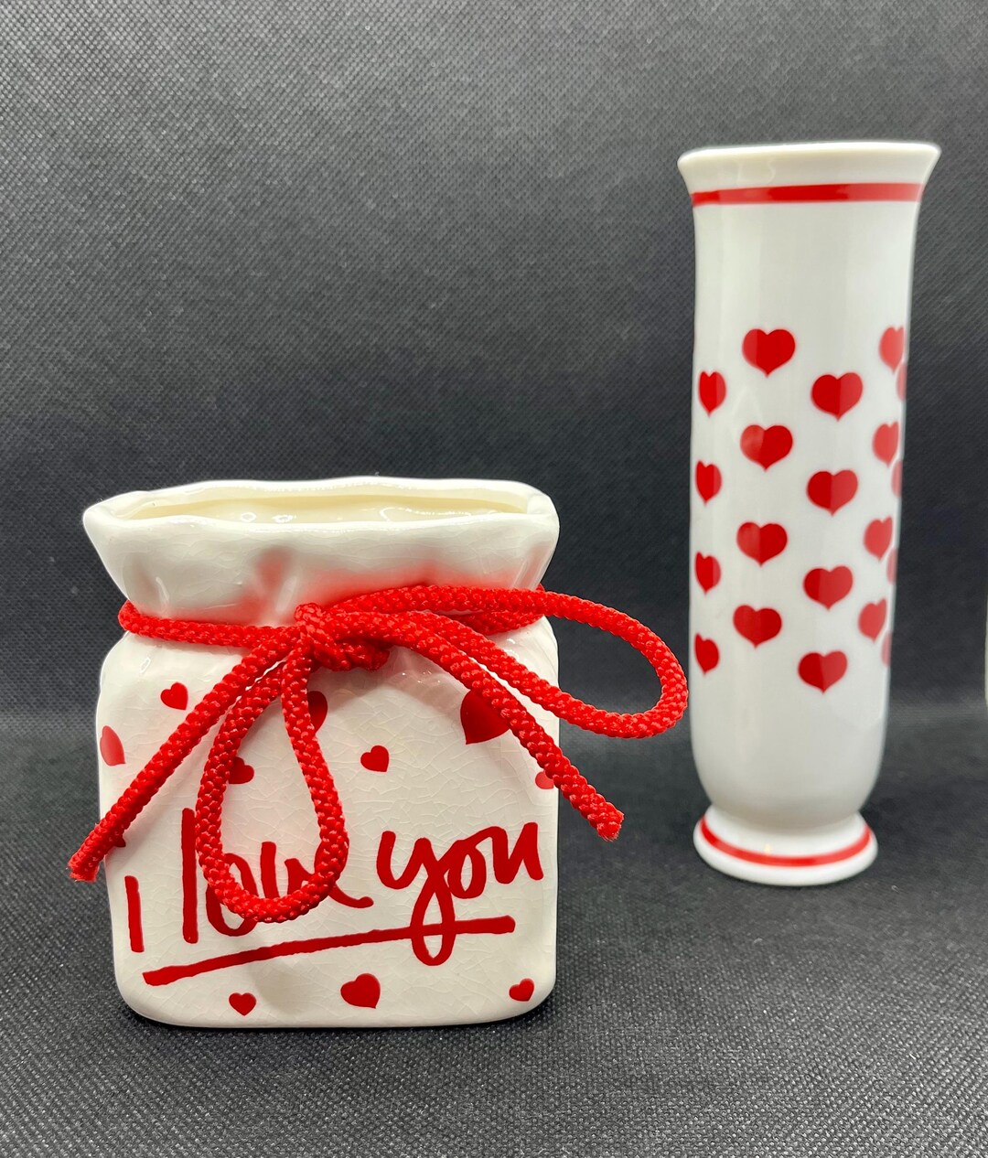 Vintage Lefton Ceramic Valentine's Day Vases, Hearts Bud Vase and I ...