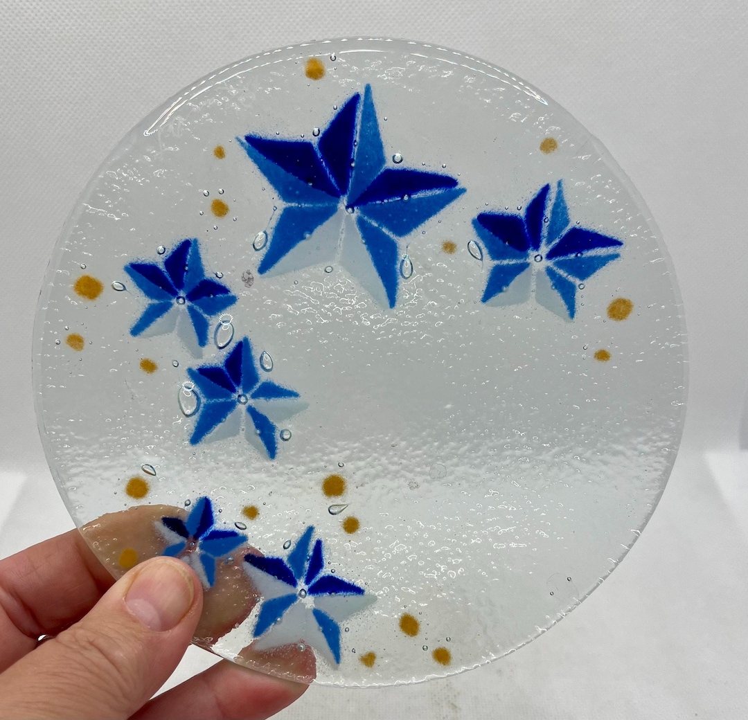 Vintage Fused Glass Blue Star 6” Plate Trinket Ring Dish - Etsy