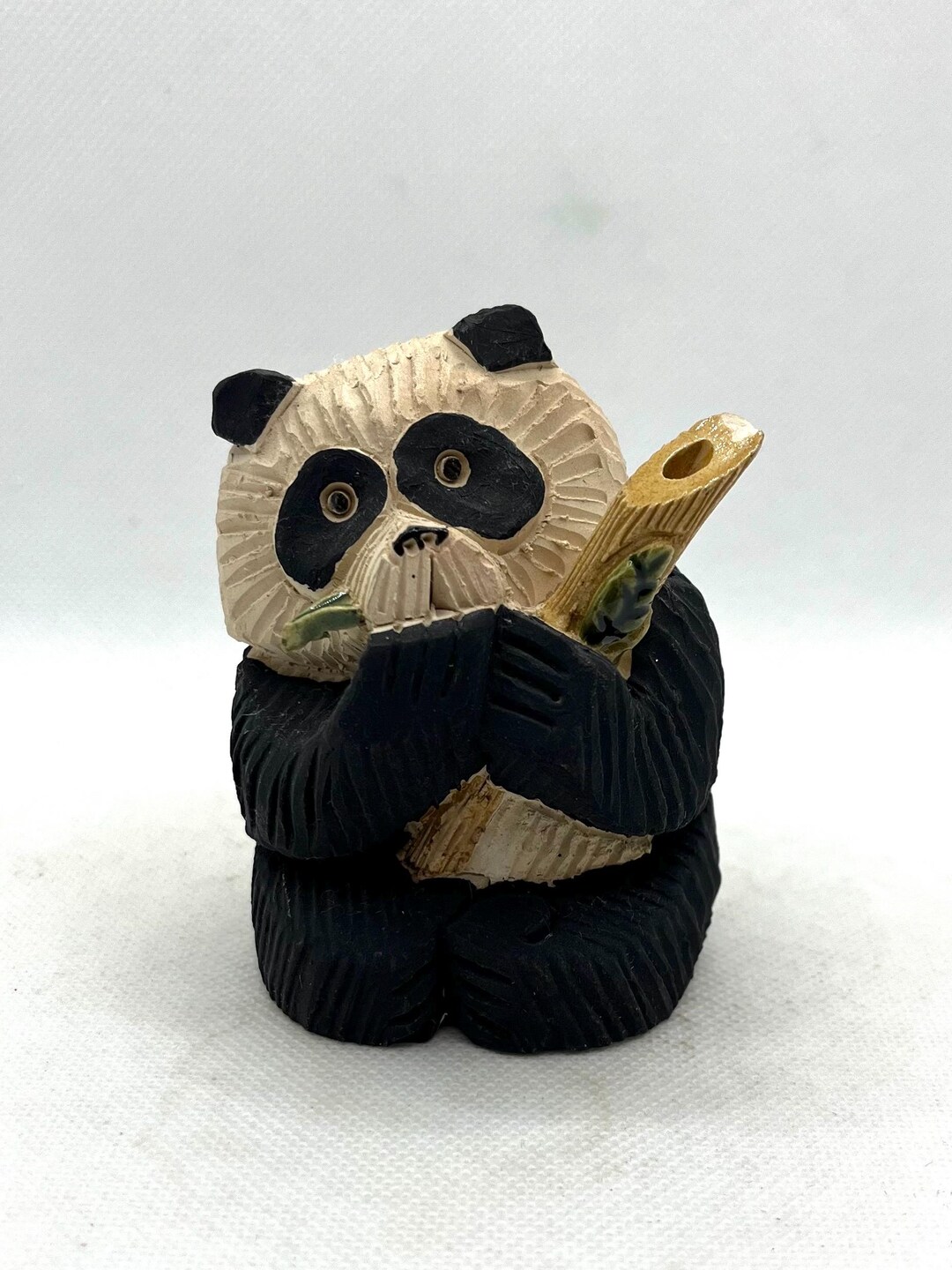 Vintage Artesania Rinconada Panda Bear With Bamboo Ceramic Figurine ...