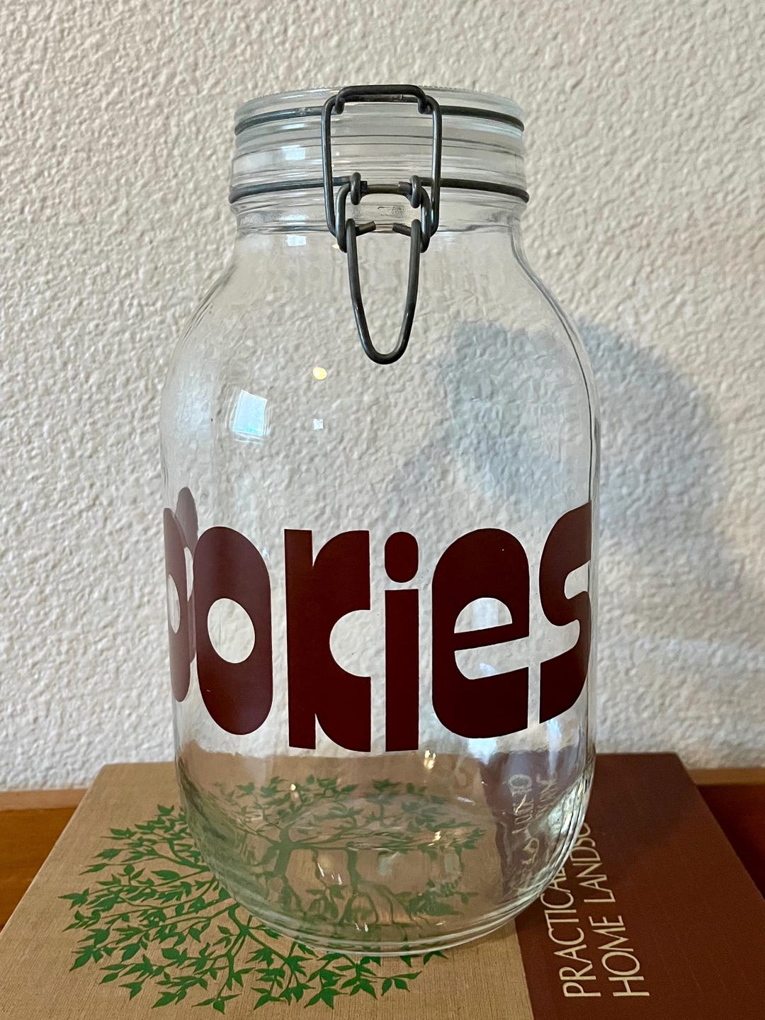 Vintage ARC France Clear Glass Cookie Canister Jar 3 L Retro Kitchen ...