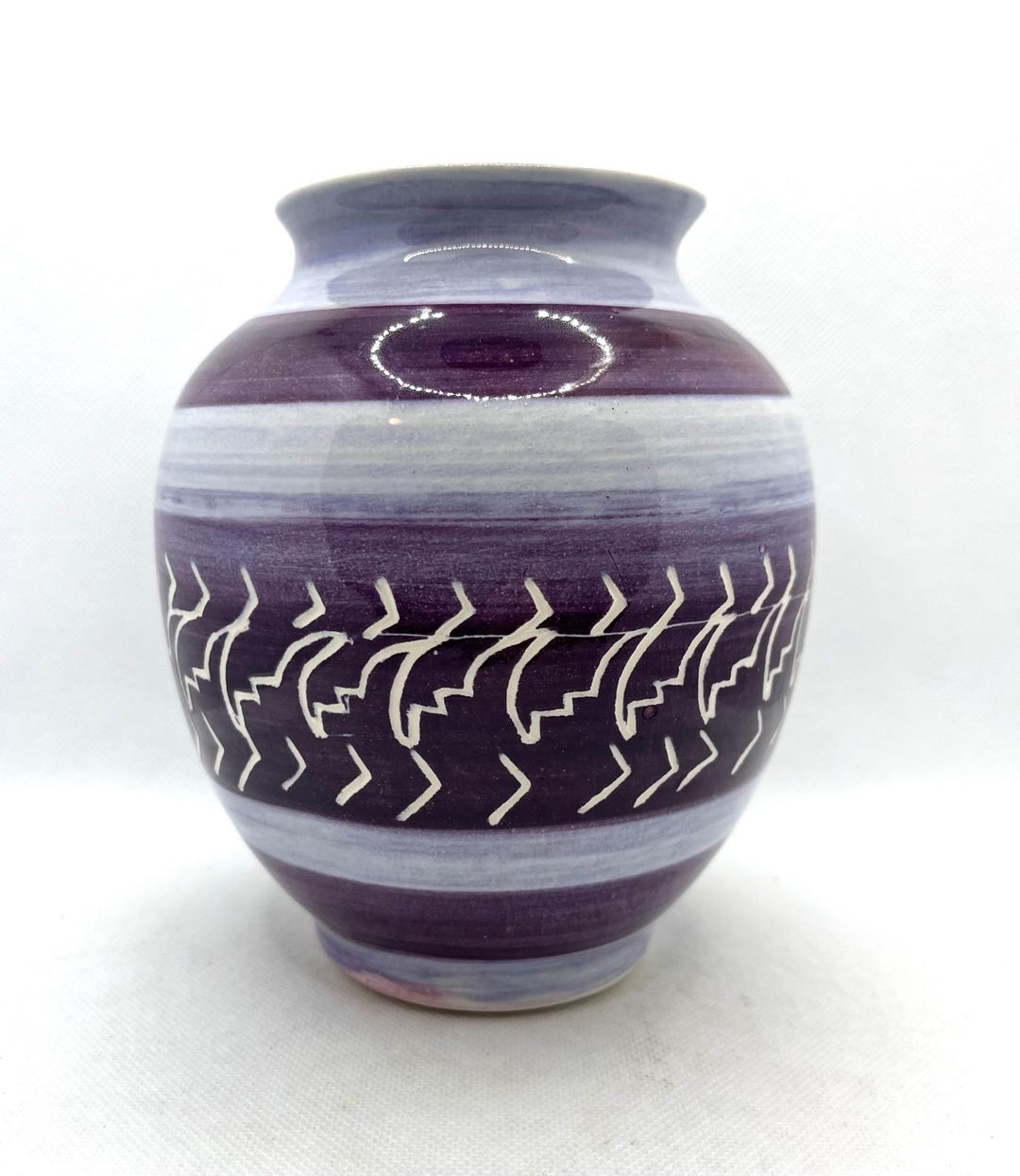 Vintage Ute Mountain Tribe Art Pottery Purple Lavender Stripes Vase ...