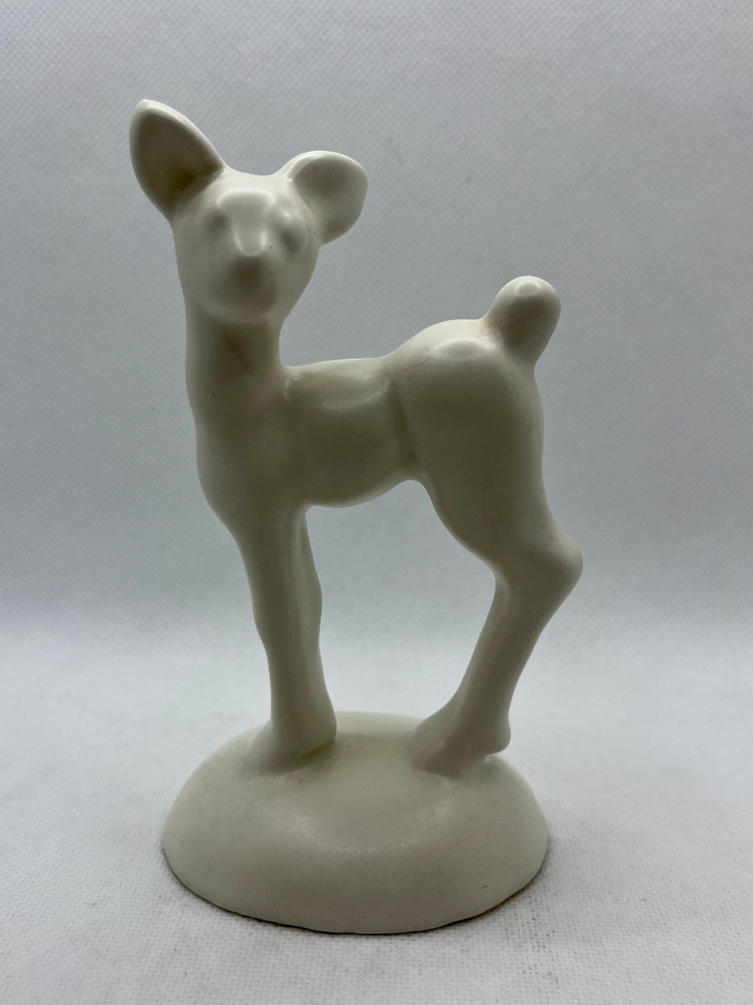 Vintage MCM Ceramic Deer Statue Fawn Figurine Matte White Pottery ...