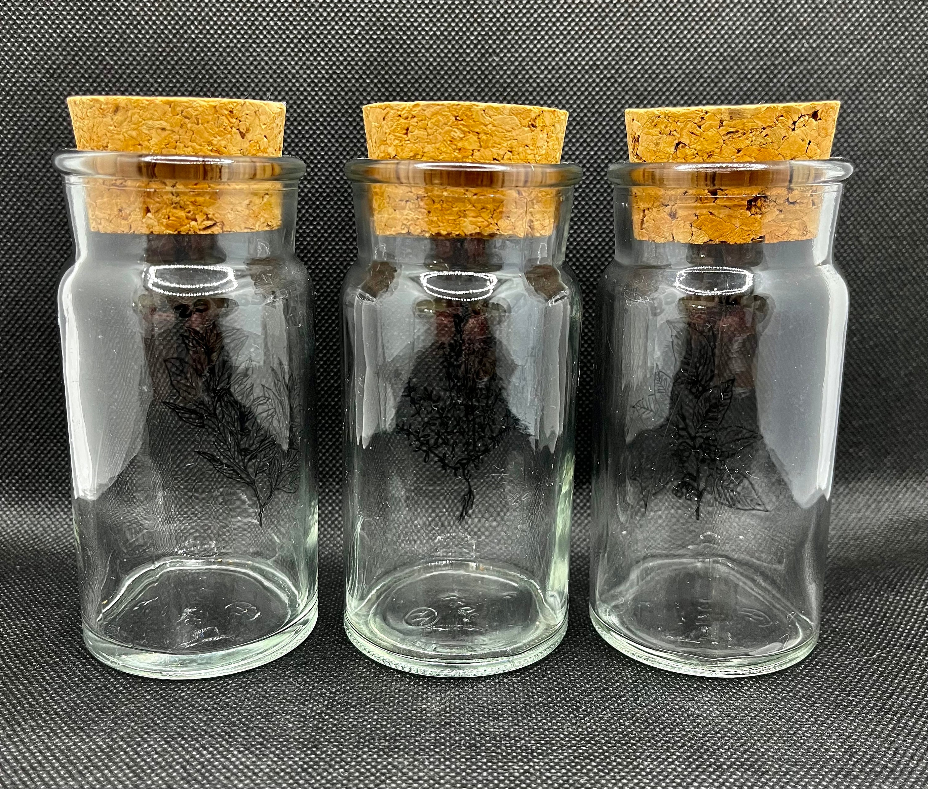 Wheaton Vintage 70's Botanical Art Glass Gourmet Spice Jars With Corks ...