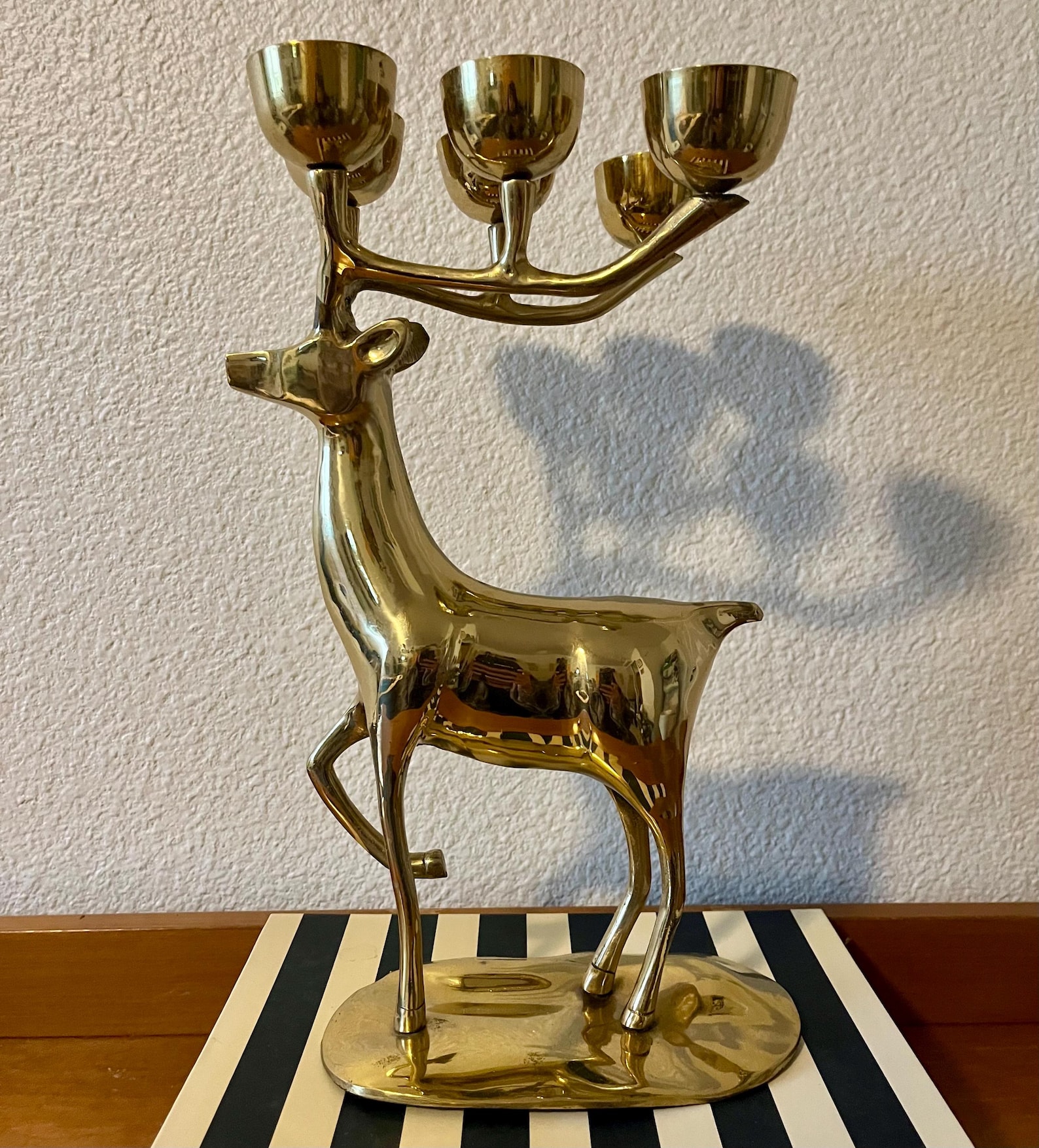 Large Brass Deer Reindeer Votive Candle Holder Candelabra . Christmas ...