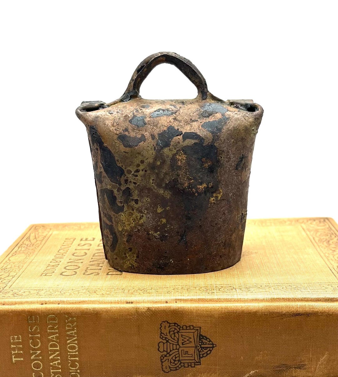 Antique Metal Hand Forged Cow Bell With Clapper Rustic Primitive ...