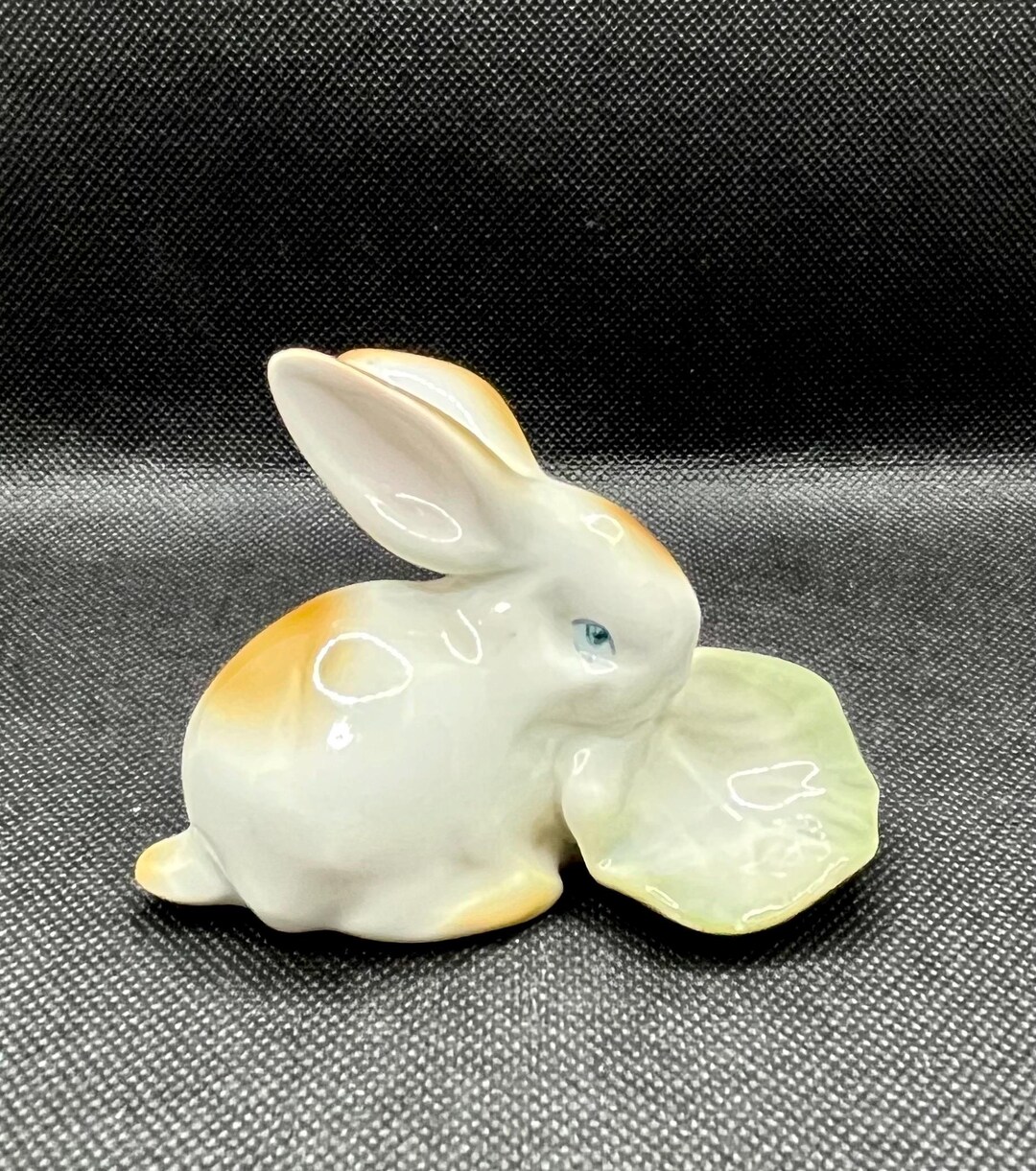 Vintage Zsolnay Hungary Ceramic Rabbit With Cabbage Leaf , Easter Bunny ...