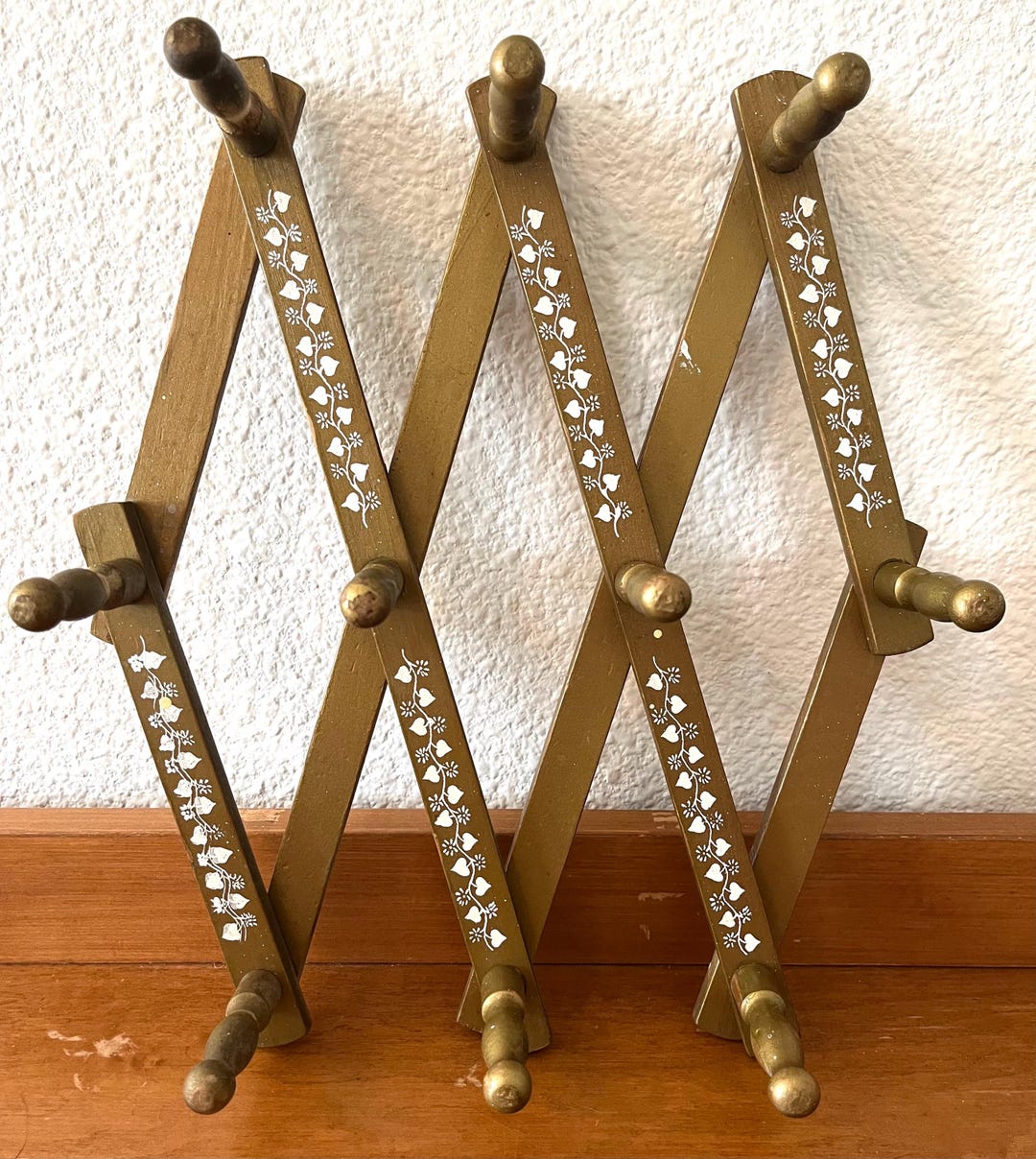 Vintage Wood Accordion Peg Rack, Wall Hanging, Wall Decor, Wood Decor ...