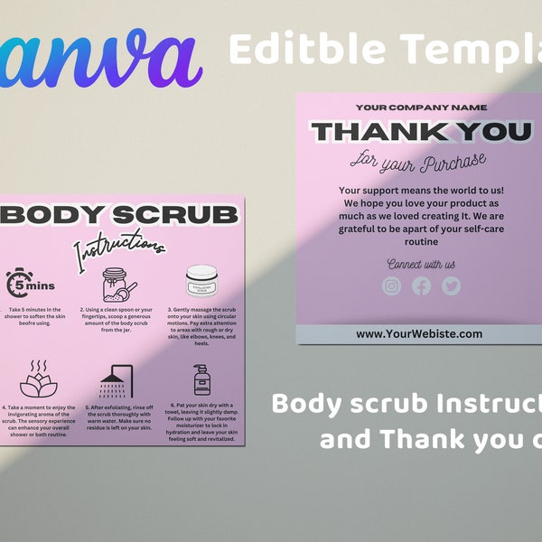 Body Scrub Care Card - Etsy
