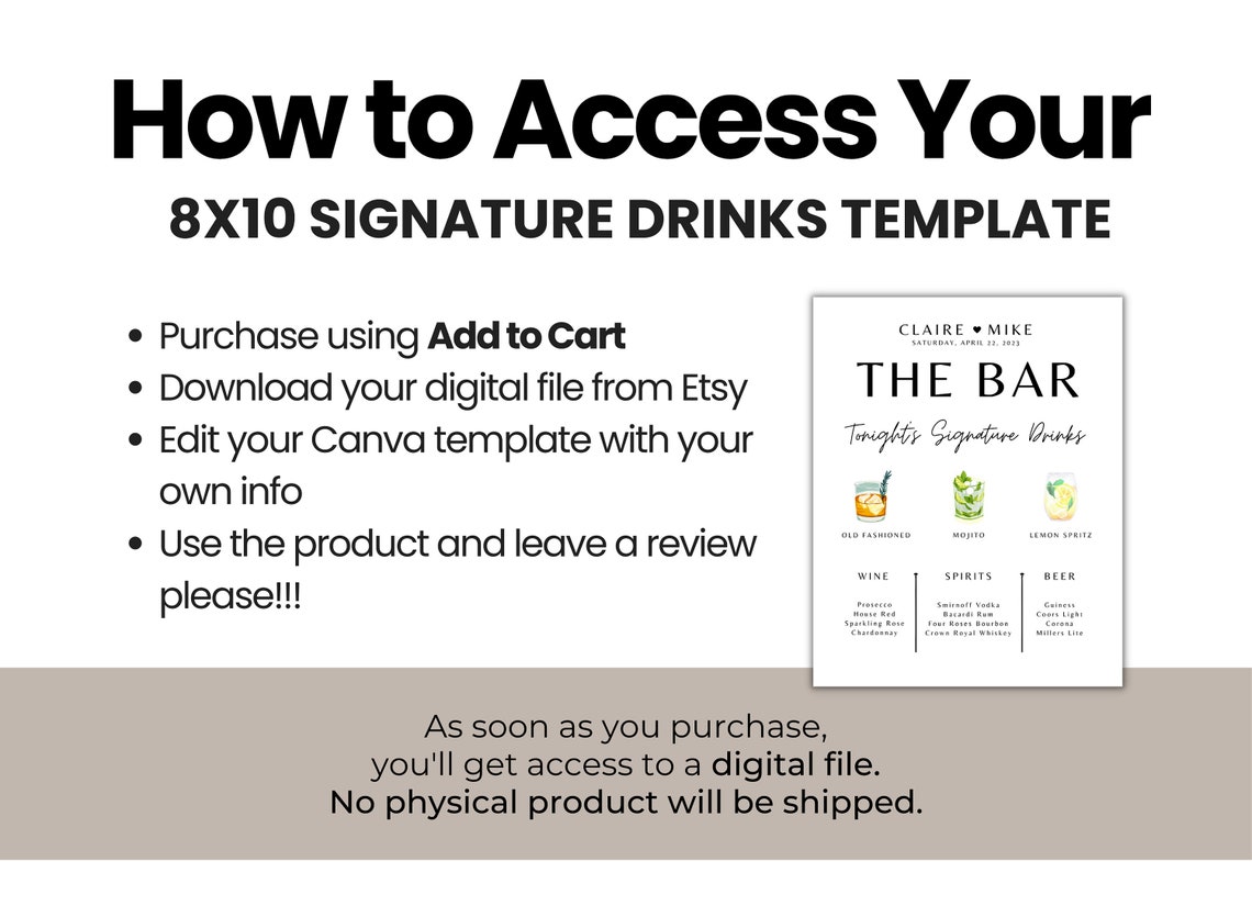 Bar Menu Template Canva, Bar Menu Template, Modern Editable Drink Menu ...