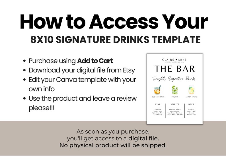 Bar Menu Template Canva, Bar Menu Template, Modern Editable Drink Menu ...