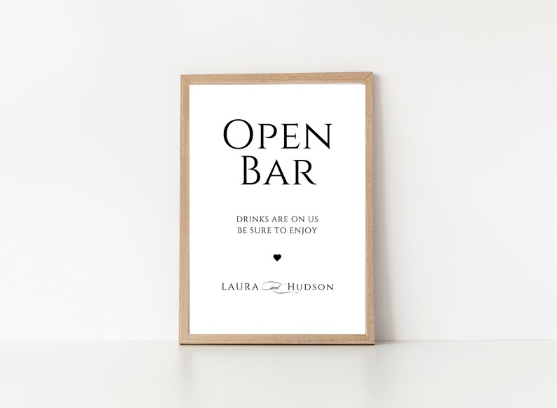 Minimalist Open Bar Sign, Editable Canva Template, Instant Download ...